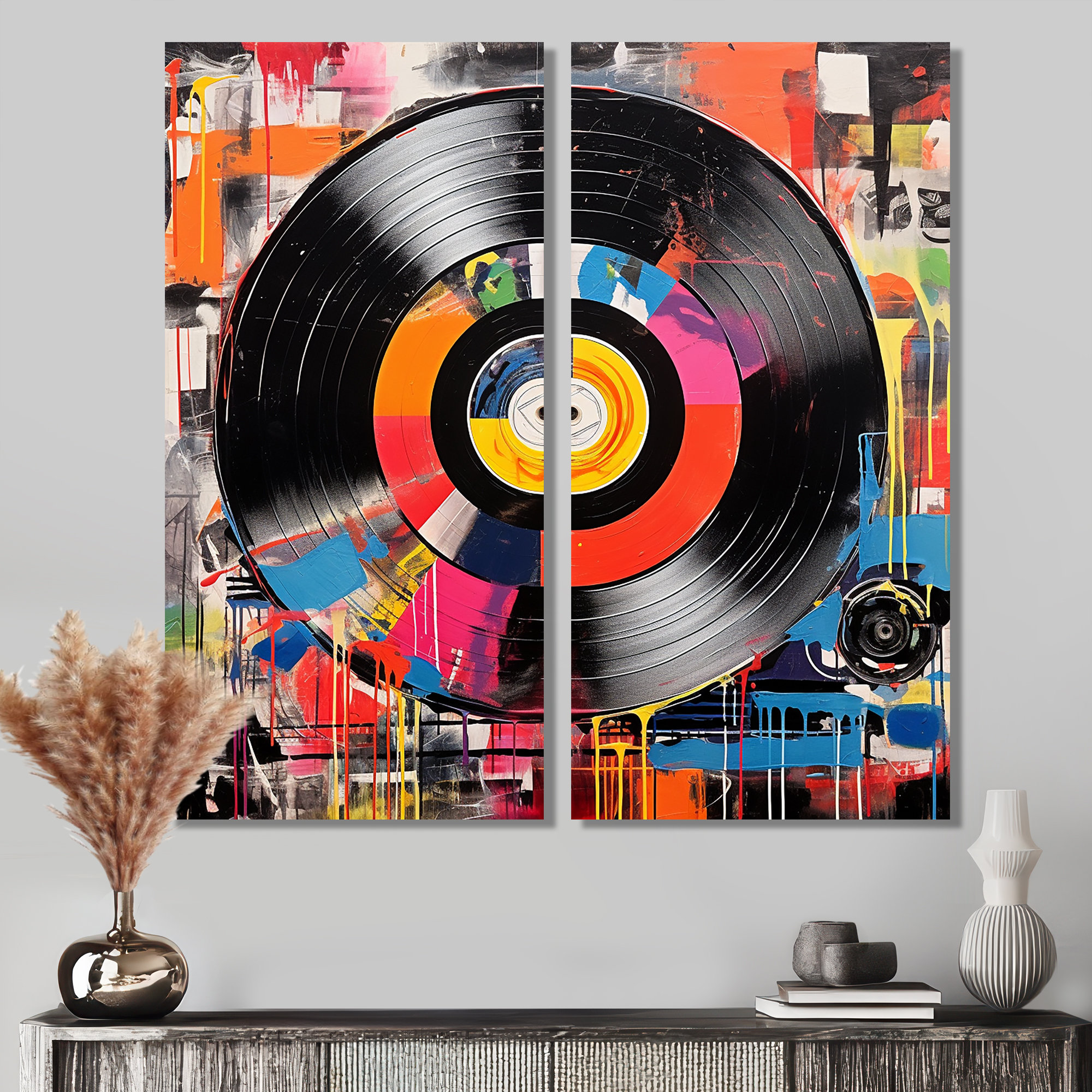 Ivy Bronx Colorful Retro Vinyl III - Fashion Vinyl Records Art Prints ...