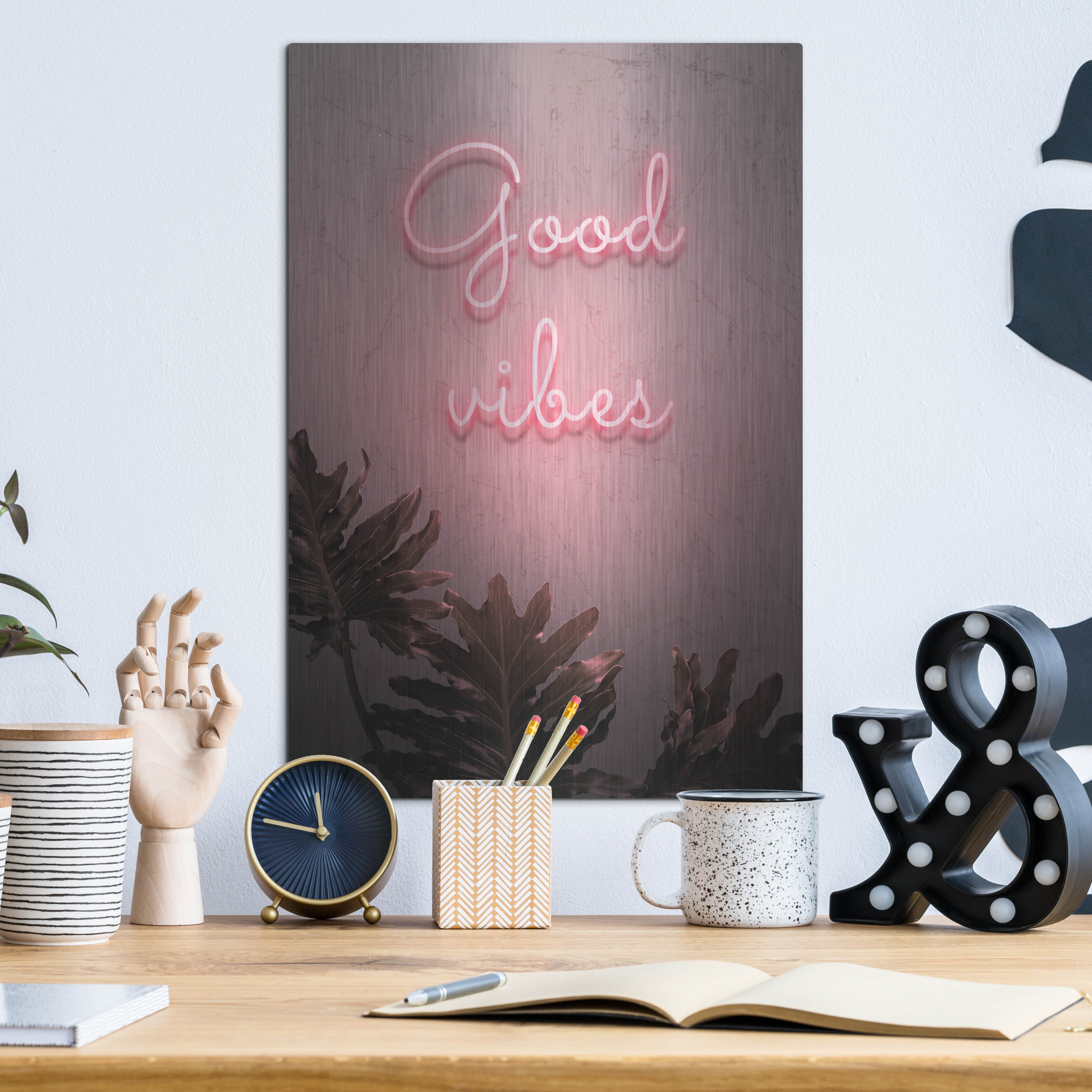 Bay Isle Home™ Good Vibes In Neon Pink', Metal Wall Art | Wayfair