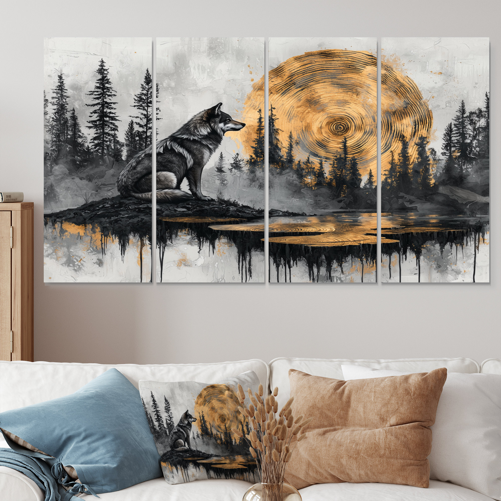 Millwood Pines Winter Wolf In A Lake Of Wood Slide II - Wolf Animal ...