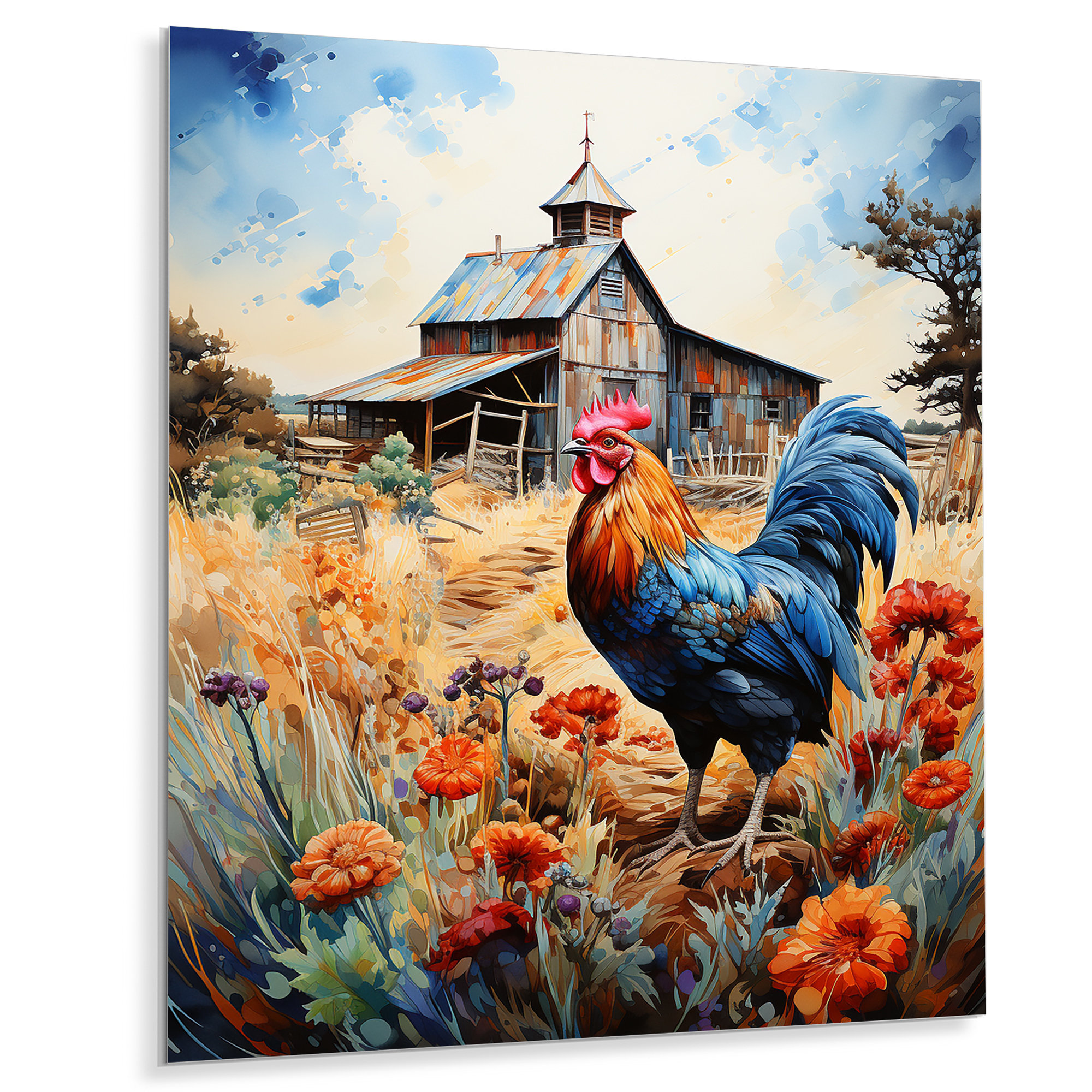 Millwood Pines Roaster Barnyard Serenade IV - Animals Metal Wall Art ...