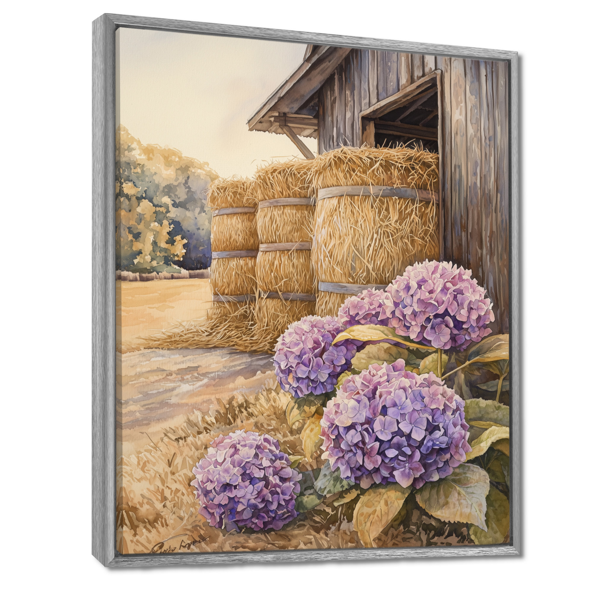 Lark Manor™ Isairis Hydrangeas In The Hayloft I - Hydrangea Wall Decor ...