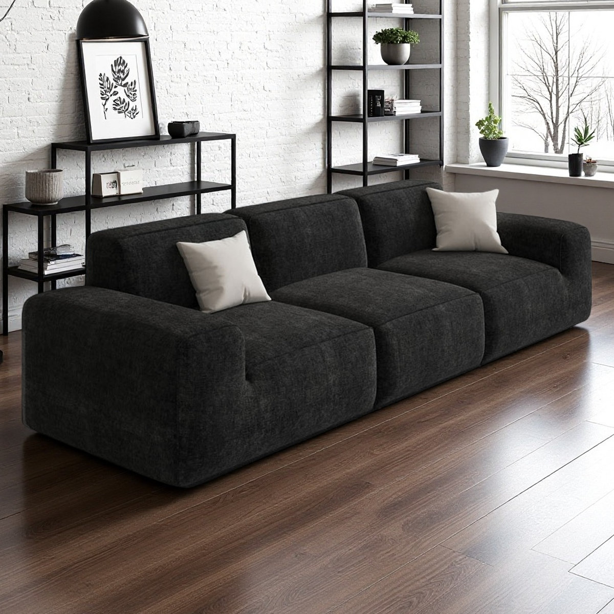 Hokku Designs Modern Black Modular Compressed Sofa – Sectionals ...