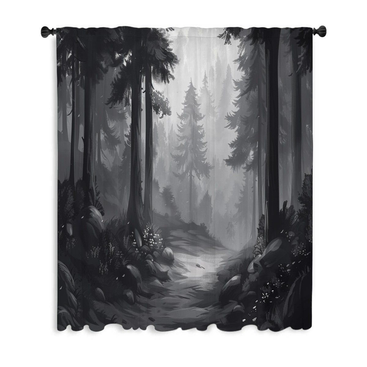 VisionDecor Forest Window Curtains, Nature Blockout & Sheer Curtains ...