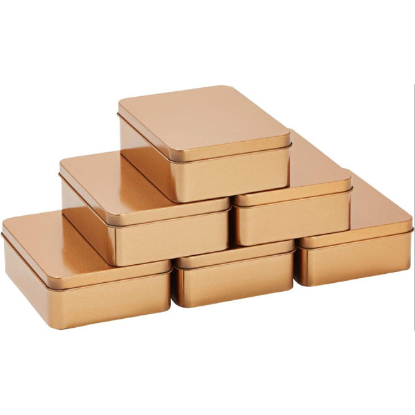 Mercer41 6 Pack Small Tin Boxes With Lids, Gold Metal Containers For ...
