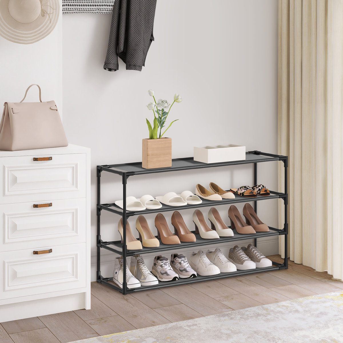 Rebrilliant 4-tier Stackable Shoe Rack (set Of 2) | Wayfair