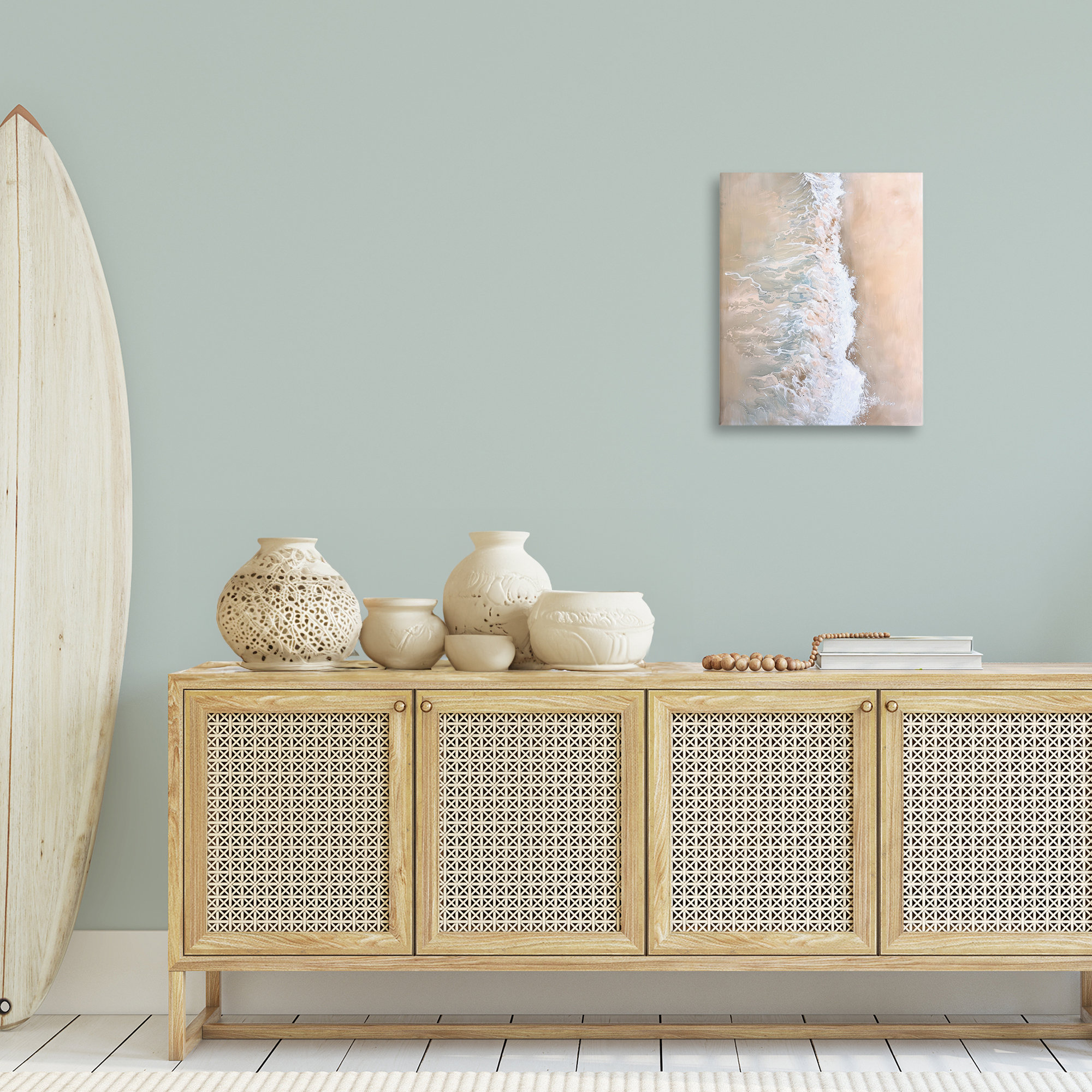 Dovecove Neutral Coast Wave Crash Canvas Wall Art by Petal Prints ...