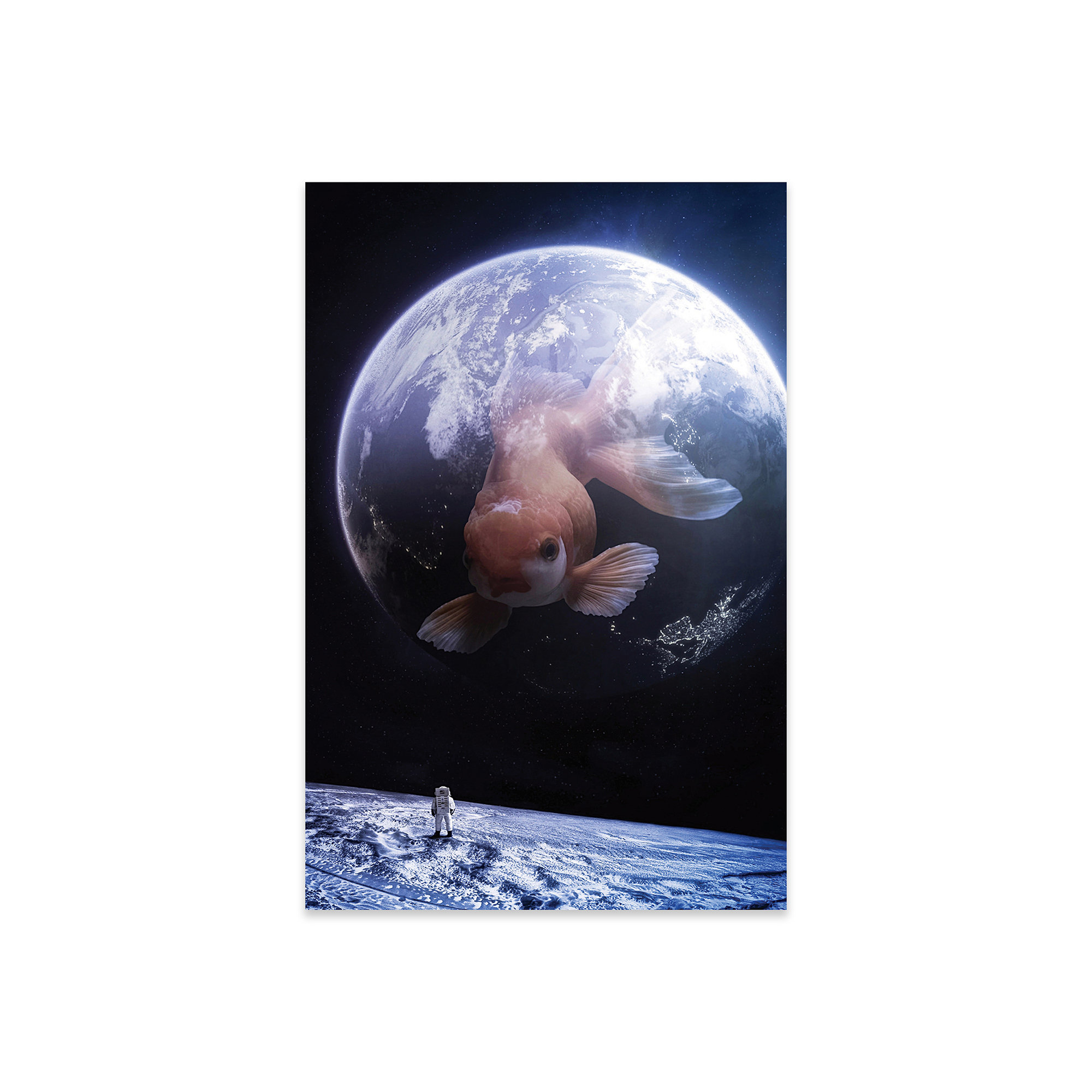 Trinx Giant Goldfish in Space with Bubble Earth - No Frame Painting ...