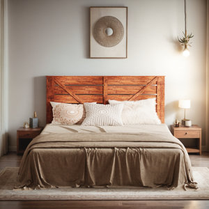 Gracie Oaks Queen Bed Frame with Headboard and Footboard, Brown | Wayfair