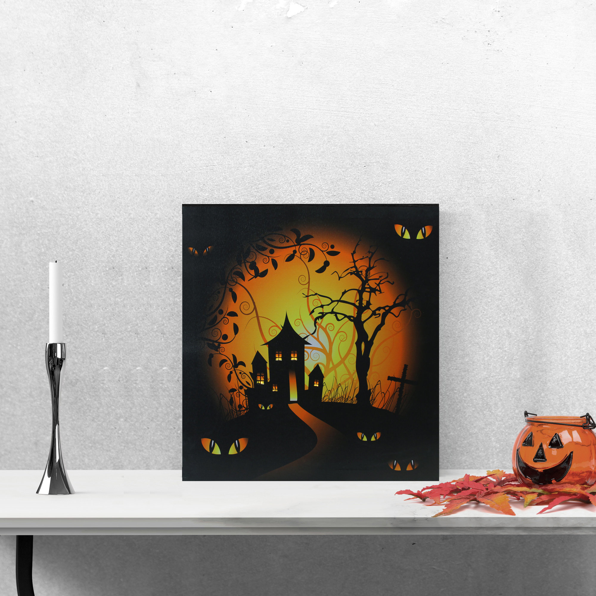 Northlight Seasonal LED Lighted Spooky House Halloween Canvas Wall Art ...