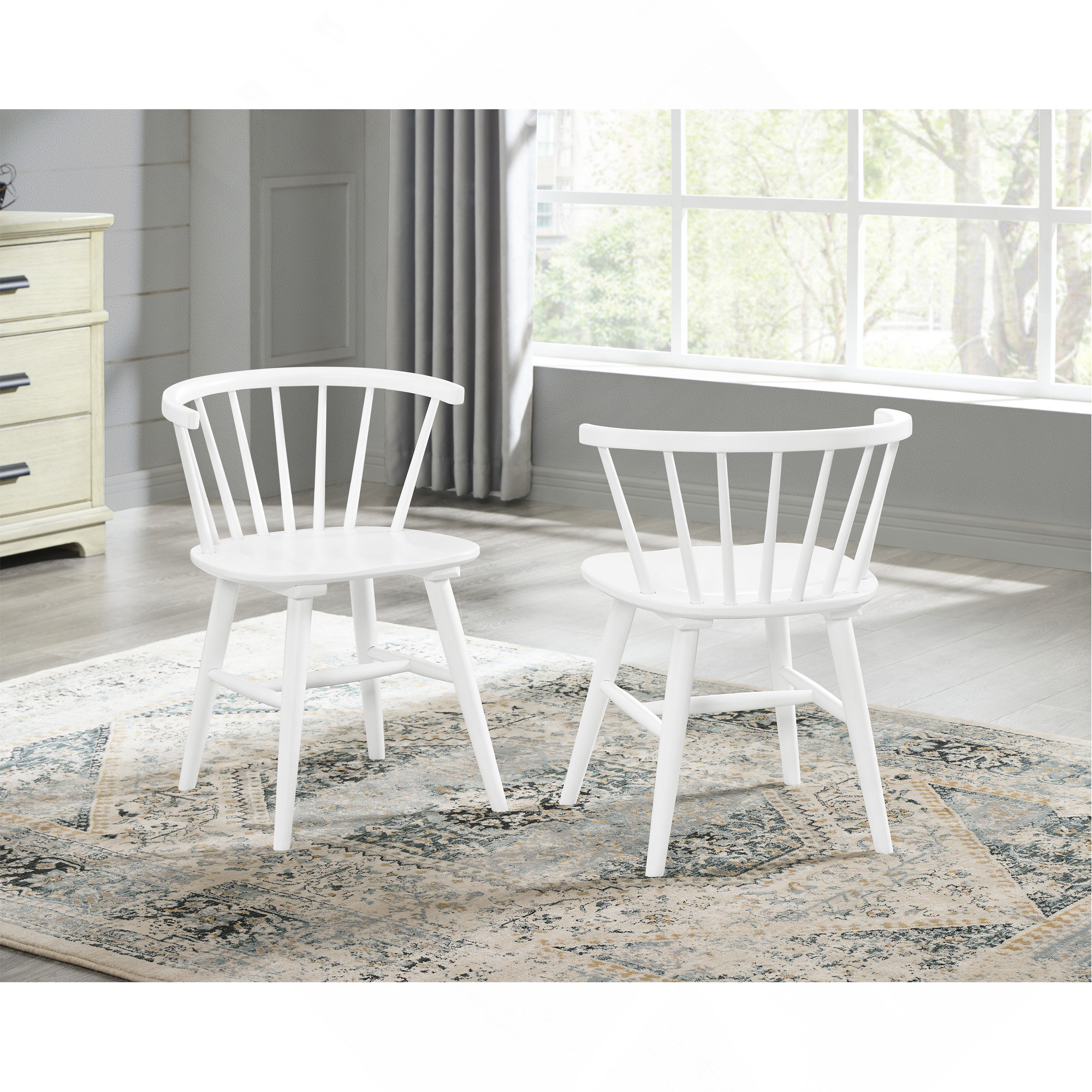 Ophelia & Co. Contemporary Wooden Spindle Back Dining Chairs, Windsor ...