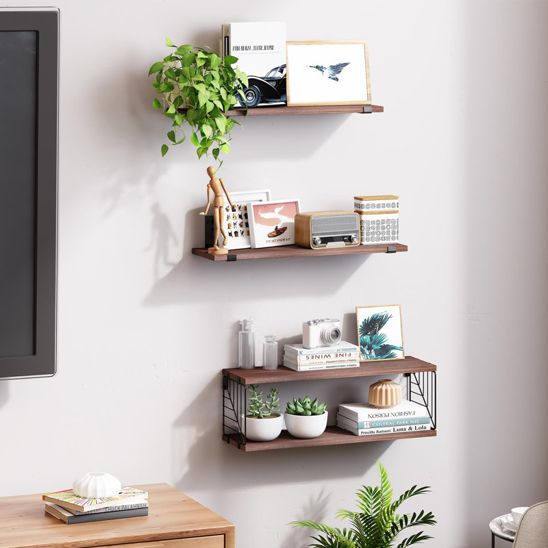 17 Stories Navelina 3 Piece Wood Floating Shelf | Wayfair
