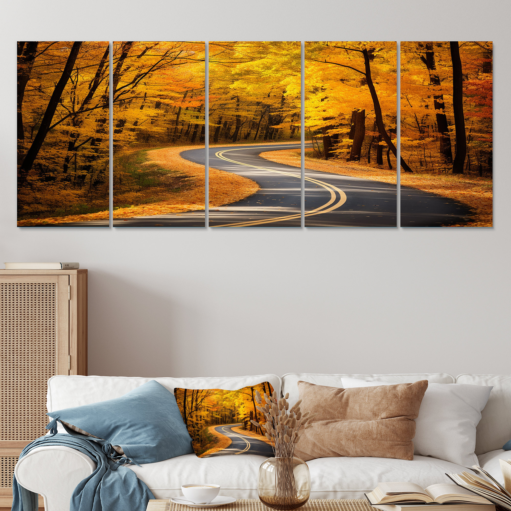 Millwood Pines Golden Road Into The Autumn Forest II Road 5 Piece millwood-pines-golden-road-into-the-autumn-forest-ii-road-5-piece