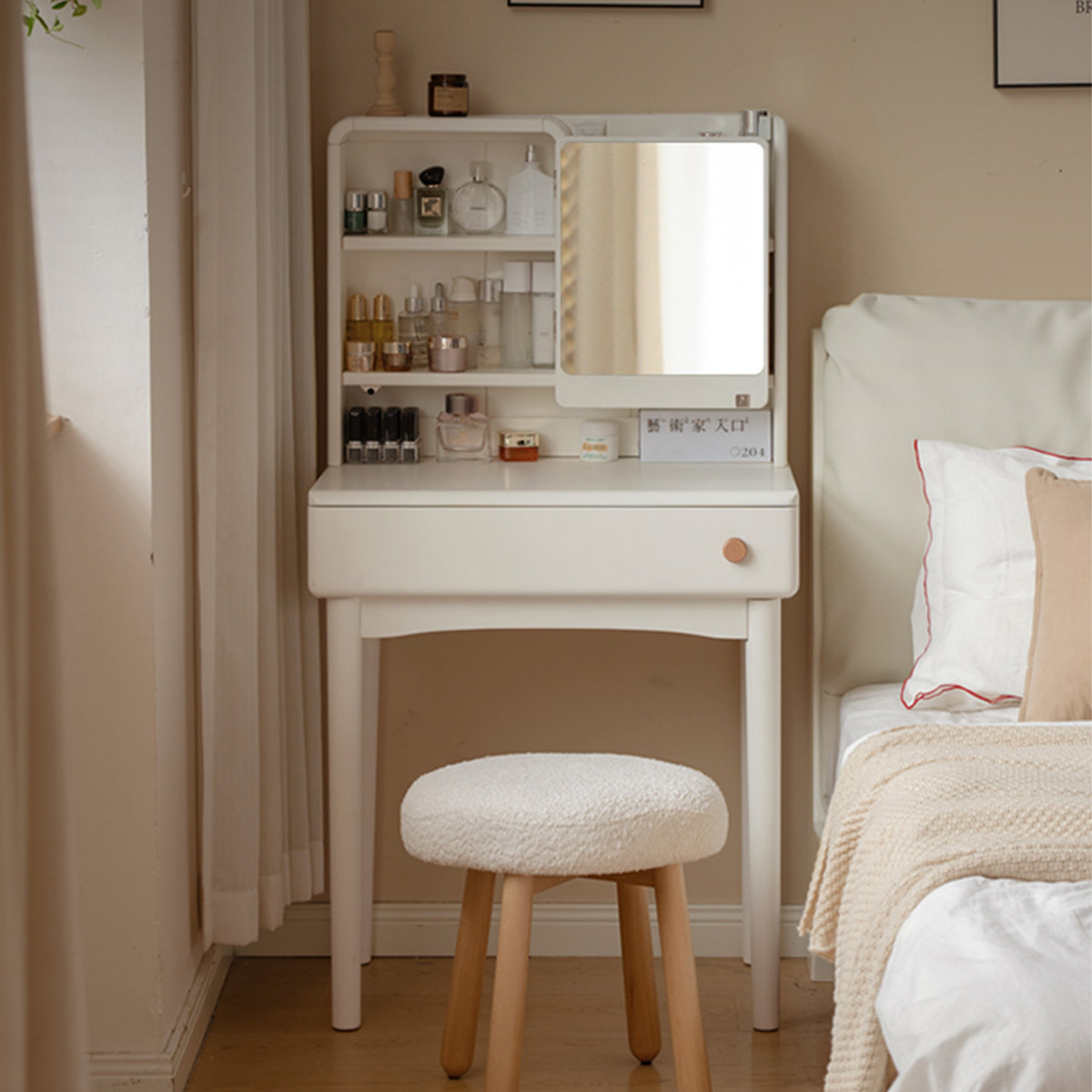Corrigan Studio® A minimalist white solid wood vanity table | Wayfair