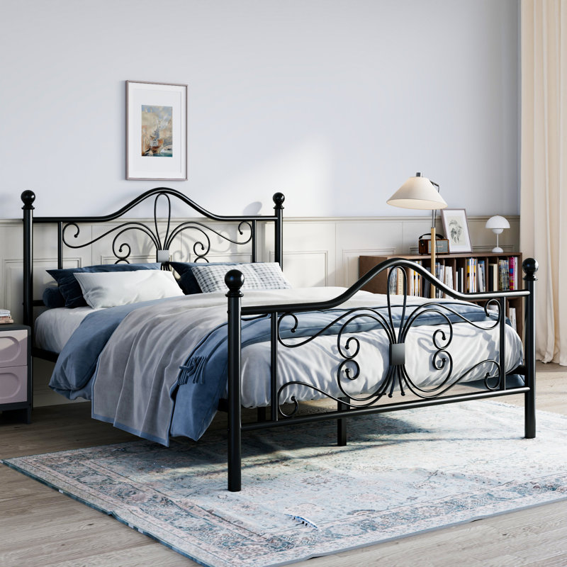Lark Manor™ Anterrio Metal Open-Frame Bed with Butterfly Pattern Design ...
