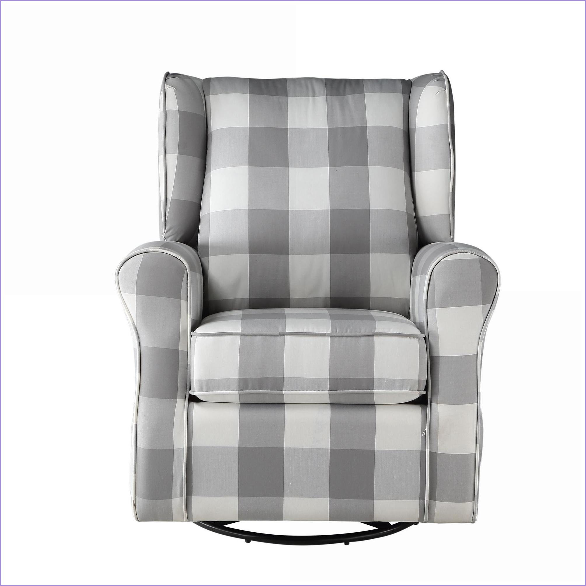 Trule Swivel Glider Chair, Traditional Light Gray & White Checkerboard ...