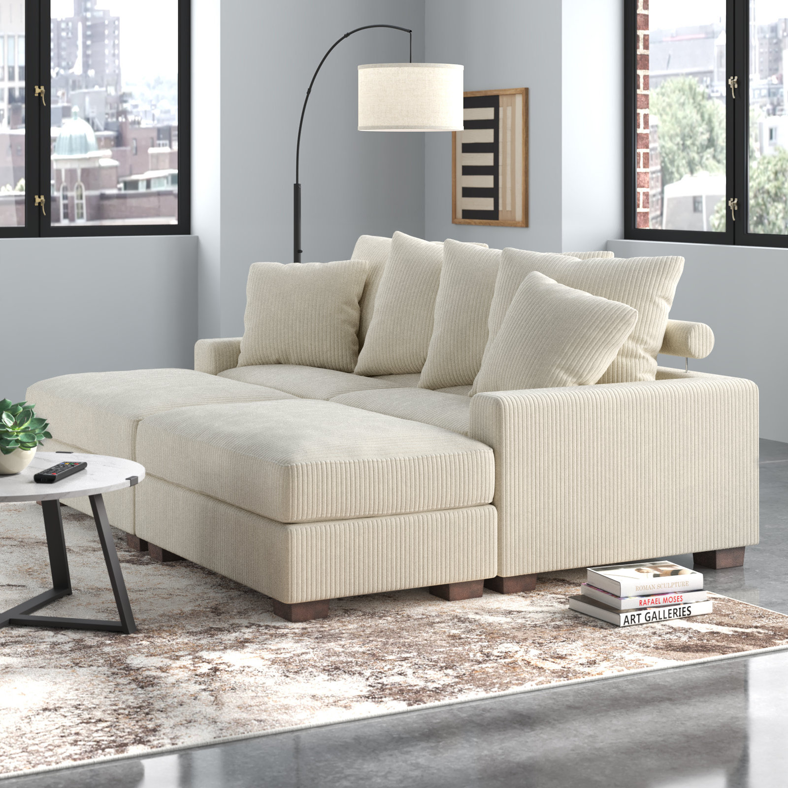Wade Logan® Arzuaga 4 - Piece Corduroy Sectional & Reviews | Wayfair