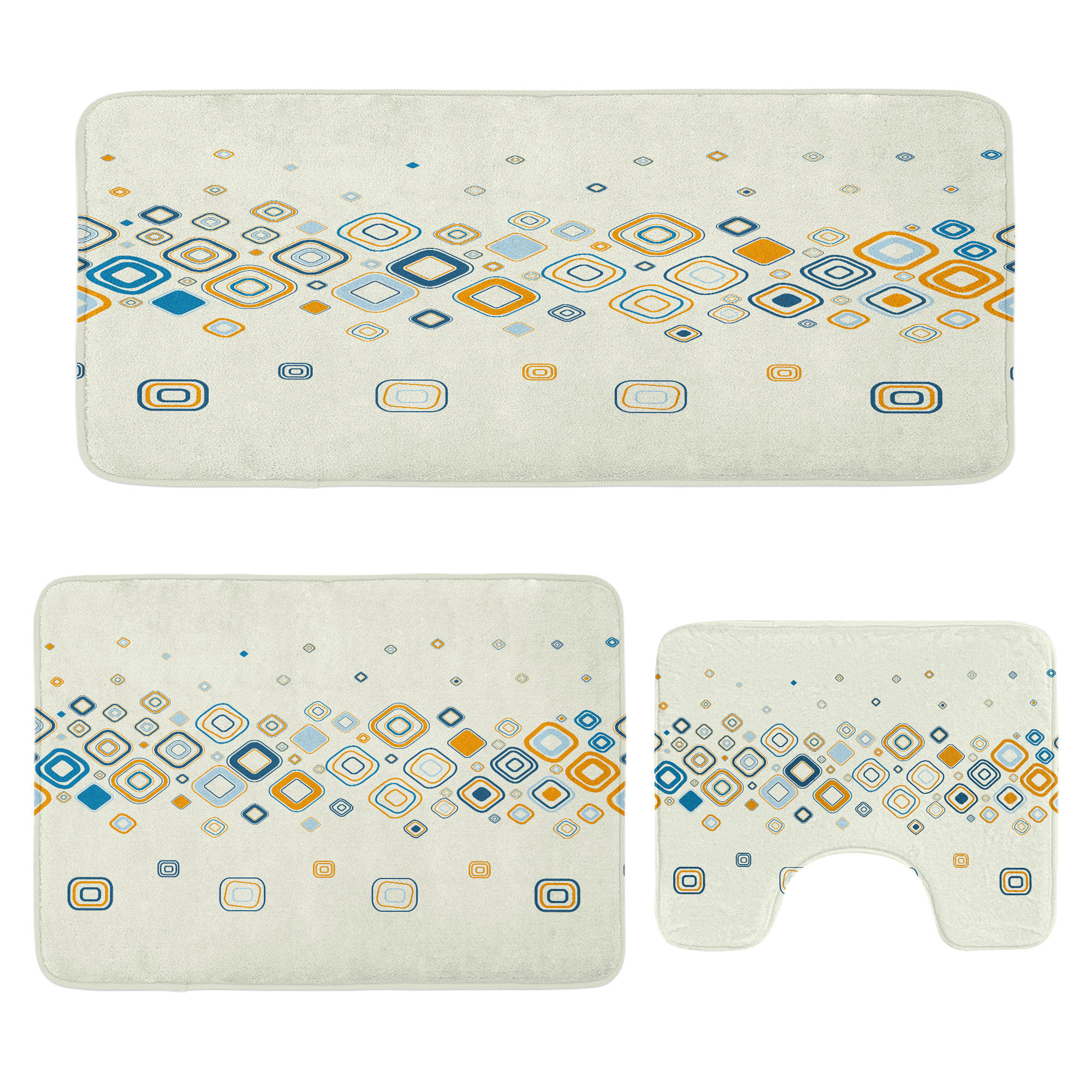 East Urban Home Modern Bathroom Rug Set 3 Pieces U-Shape & Rectangle ...