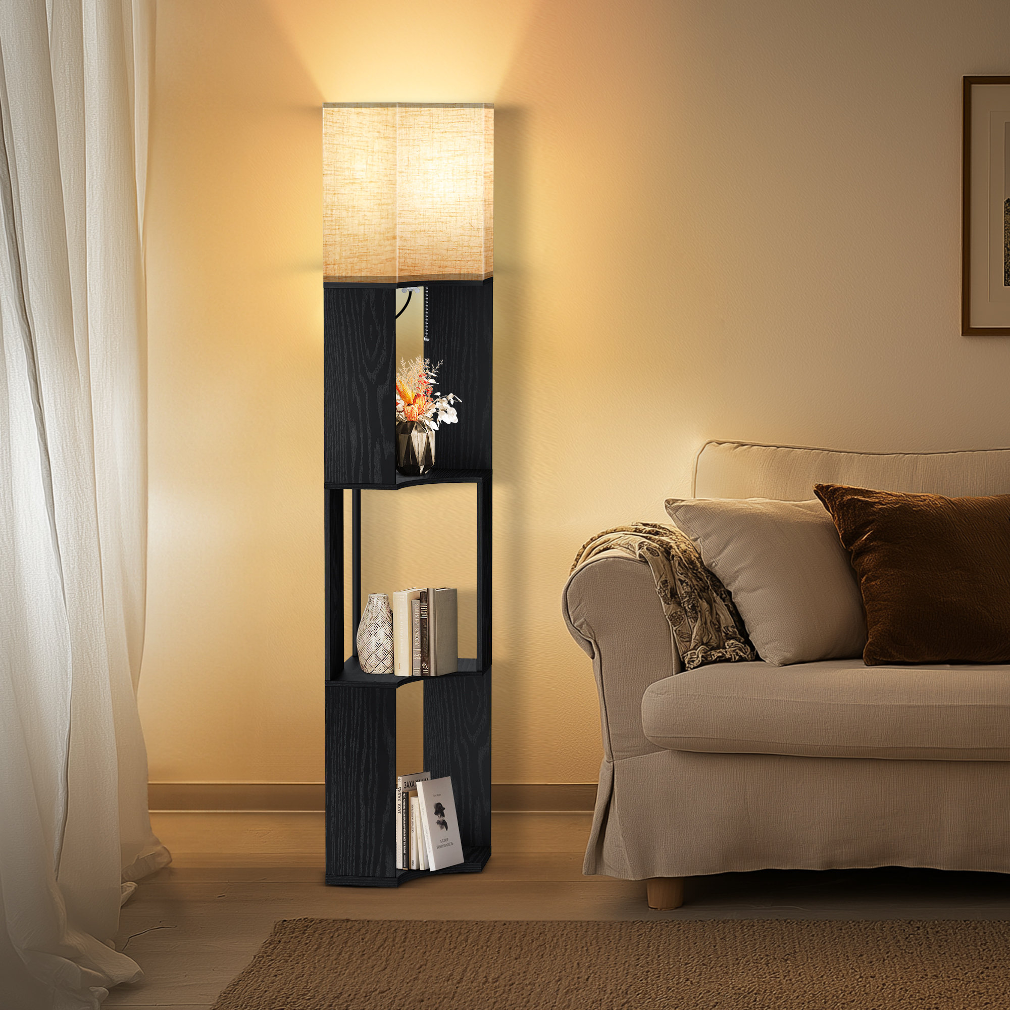 Latitude Run® 62.2"H LED Tray Table Floor Lamp With Zipper Switch ...