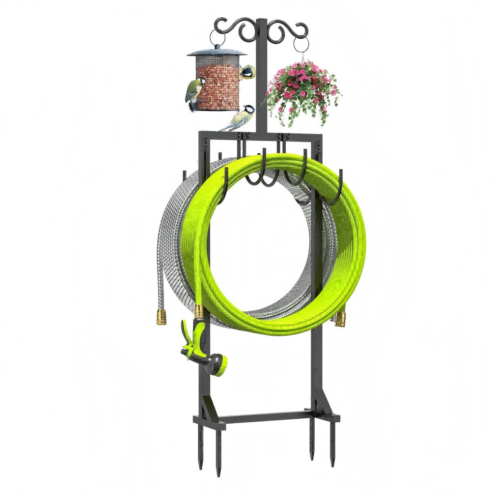 XIANGXIELISHE Dual Side Hooks & Shepherd Hook - Freestanding Water Hose ...