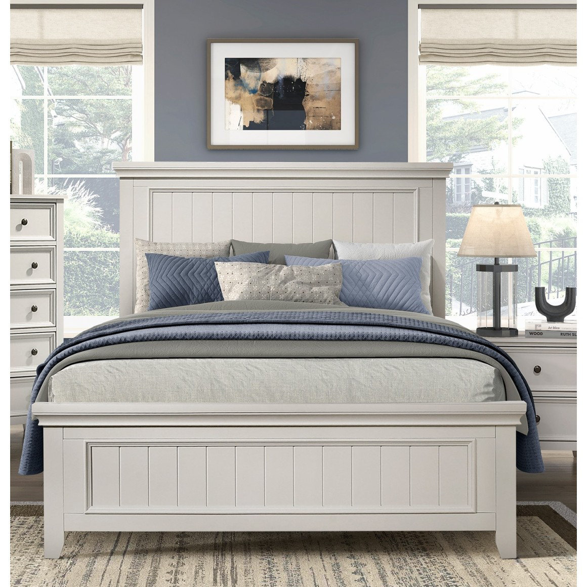 Rosalind Wheeler Farmhouse Style Queen Size Panel Bed 1Pc Classic White ...