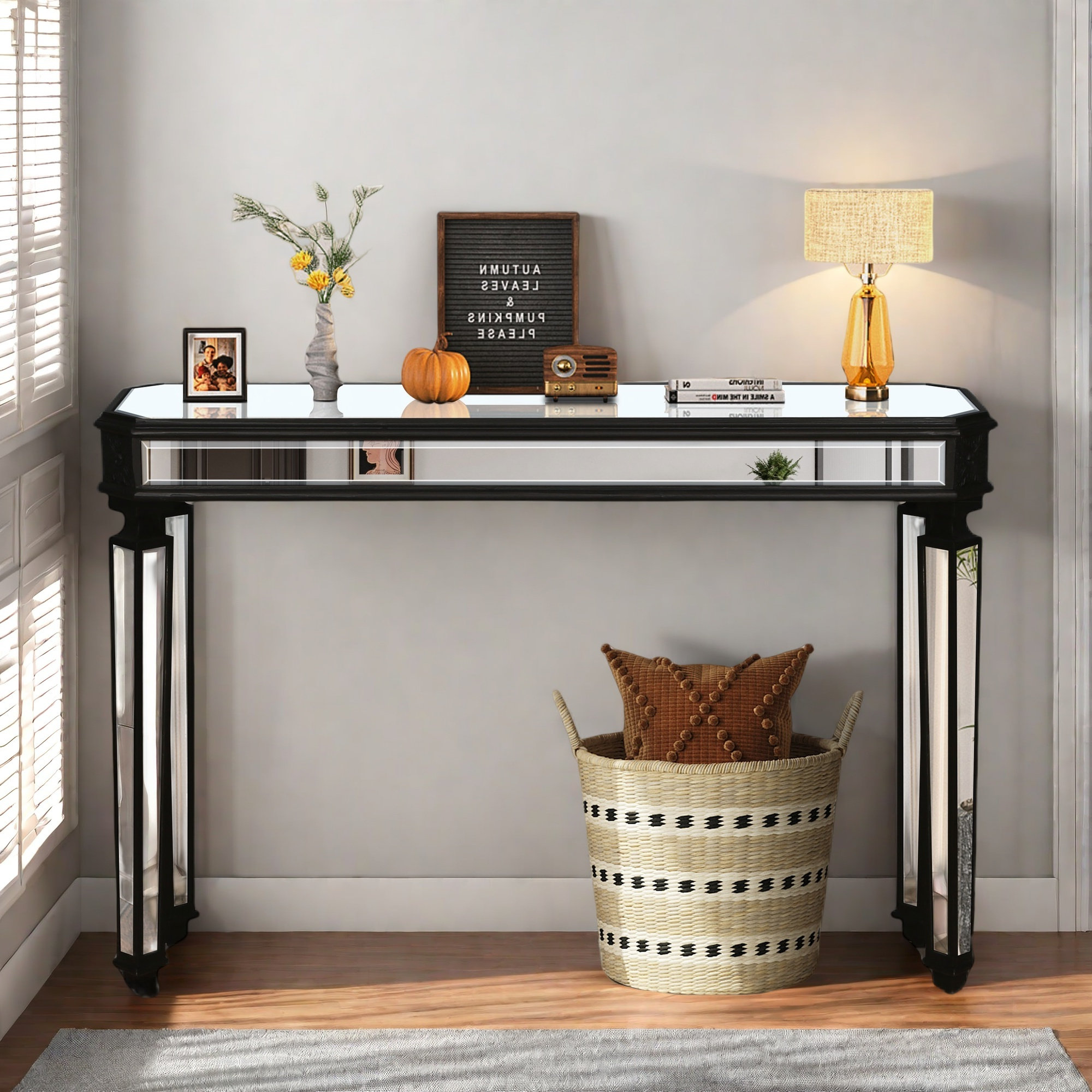 House of Hampton Mirror Console Table With Vintage Carving Process ...