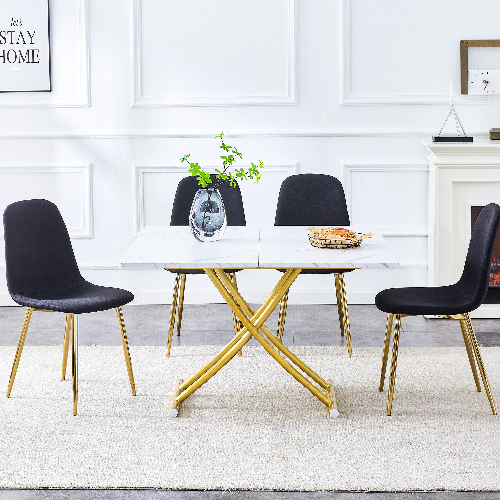 Mercer41 Modern Minimalist Multifunctional Table And Chair : Four Black ...