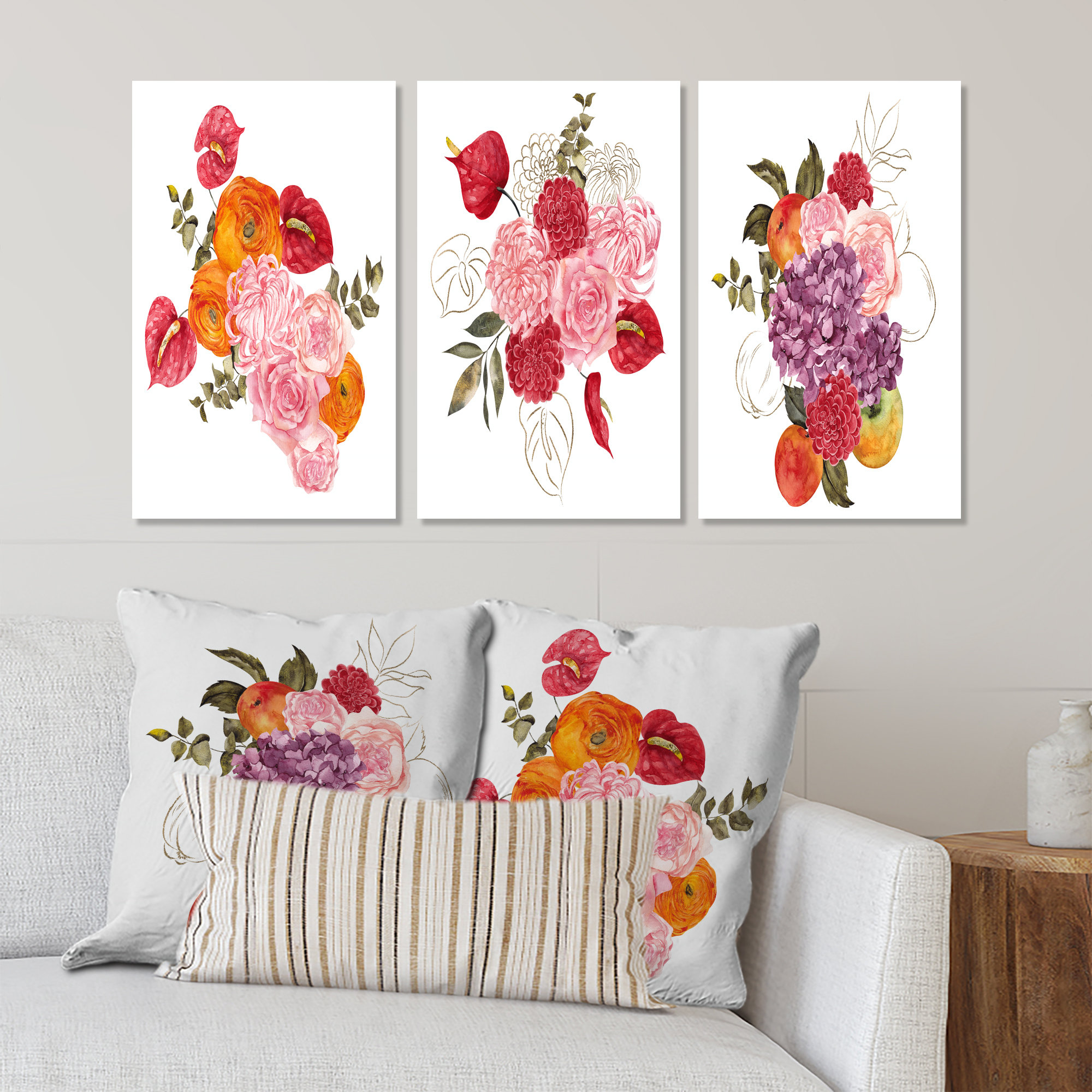 Design Art Fall Flower Bouquet, Apple Berries And Leaves II ...