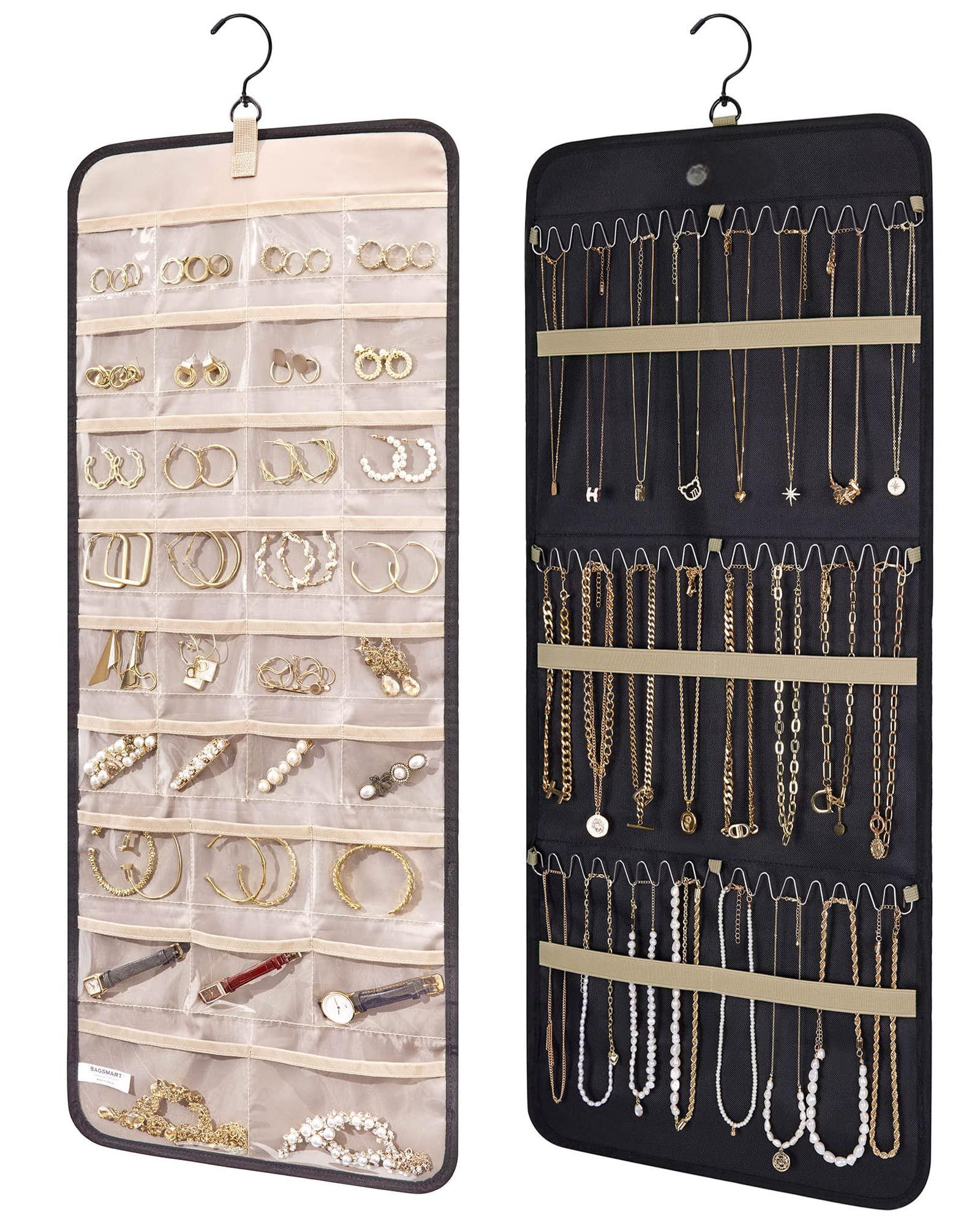 Rebrilliant Hanging Jewelry Organizer Storage Roll With Hanger Metal ...