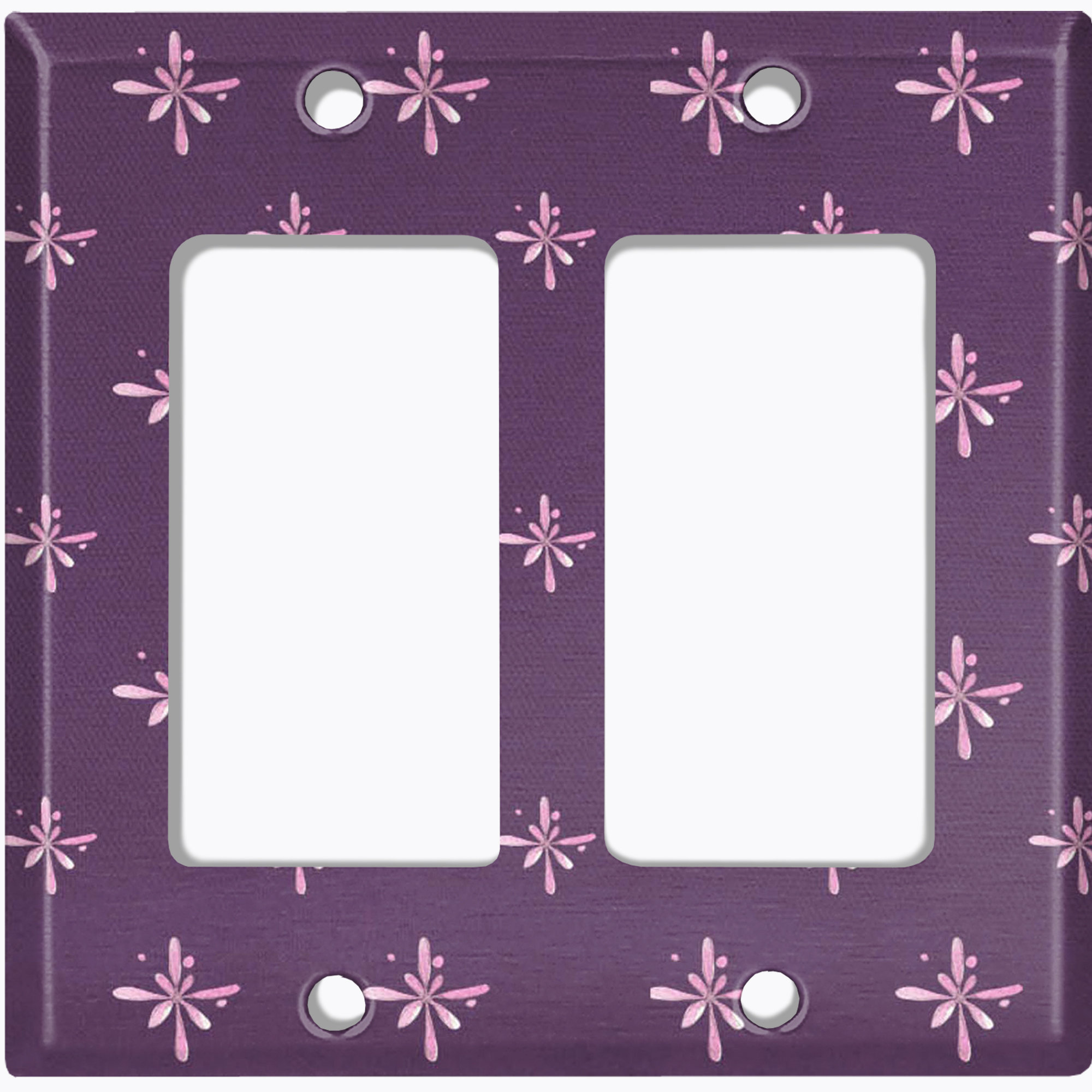 WorldAcc Pink Flowers Purple 2-Gang Rocker Wall Plate | Wayfair