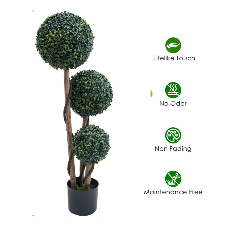 Primrue 45 Inches Artificial Triple Boxwood Topiary Ball Trees | Wayfair