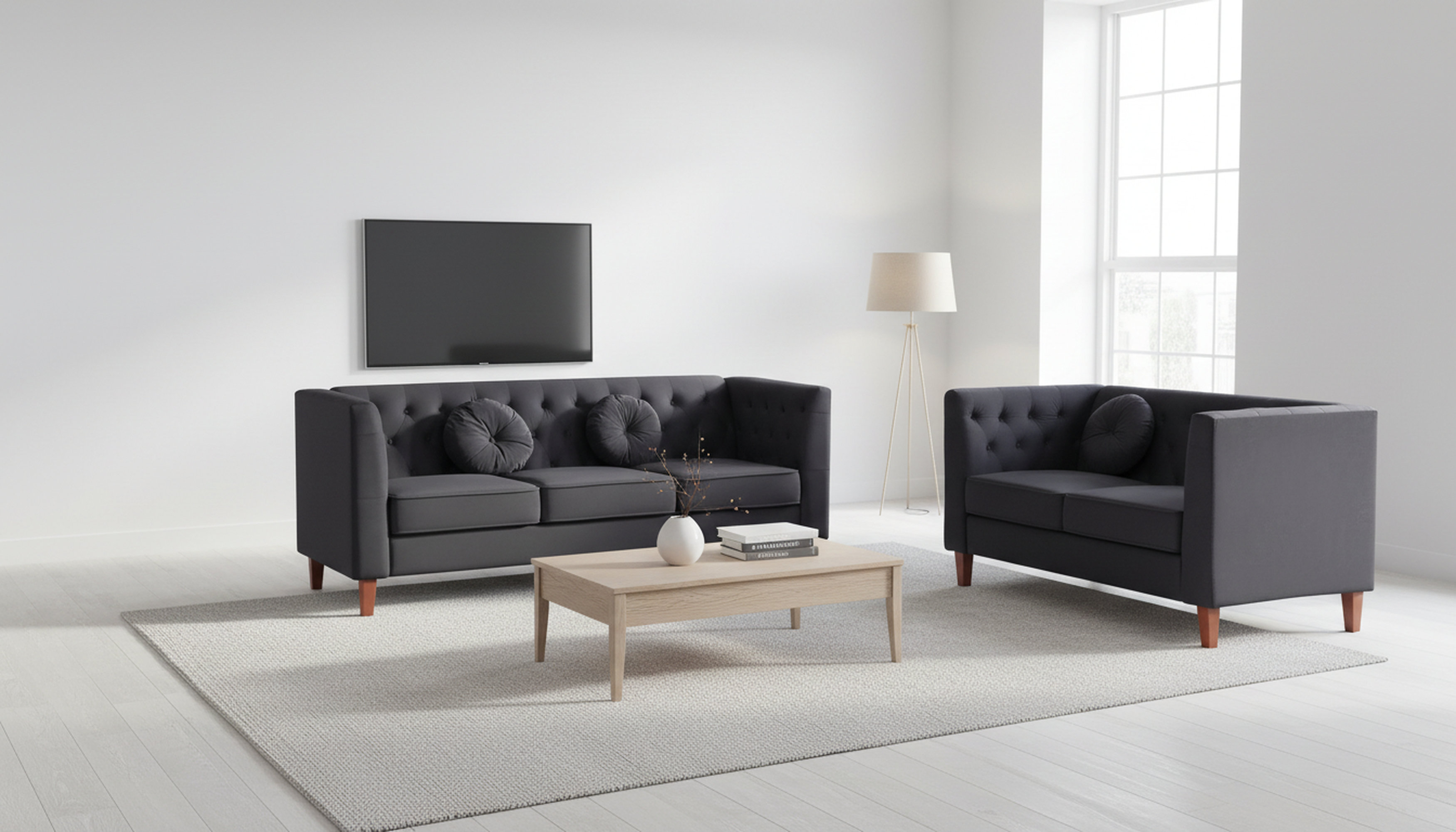 House of Hampton 2 piece velvet Loveseat and sofa set - Wayfair Canada