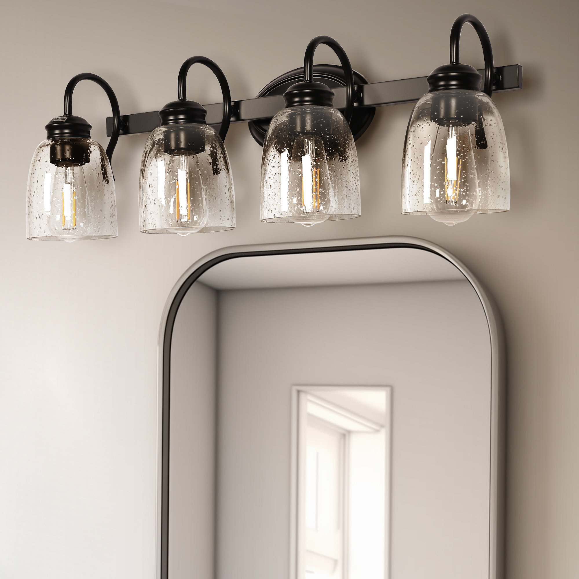 Breakwater Bay Sherron Dimmable Vanity Light with Seeded Glass Shade ...