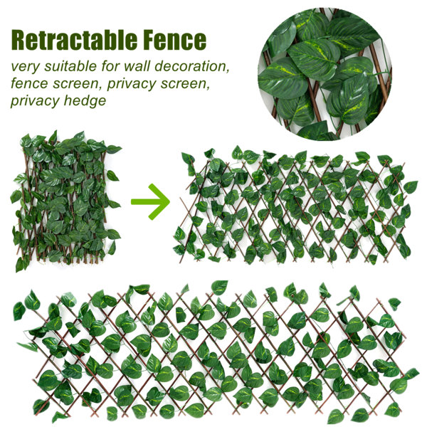 KingSo Expandable Artificial Ivy Leaf Privacy Fence Outdoor Privacy ...