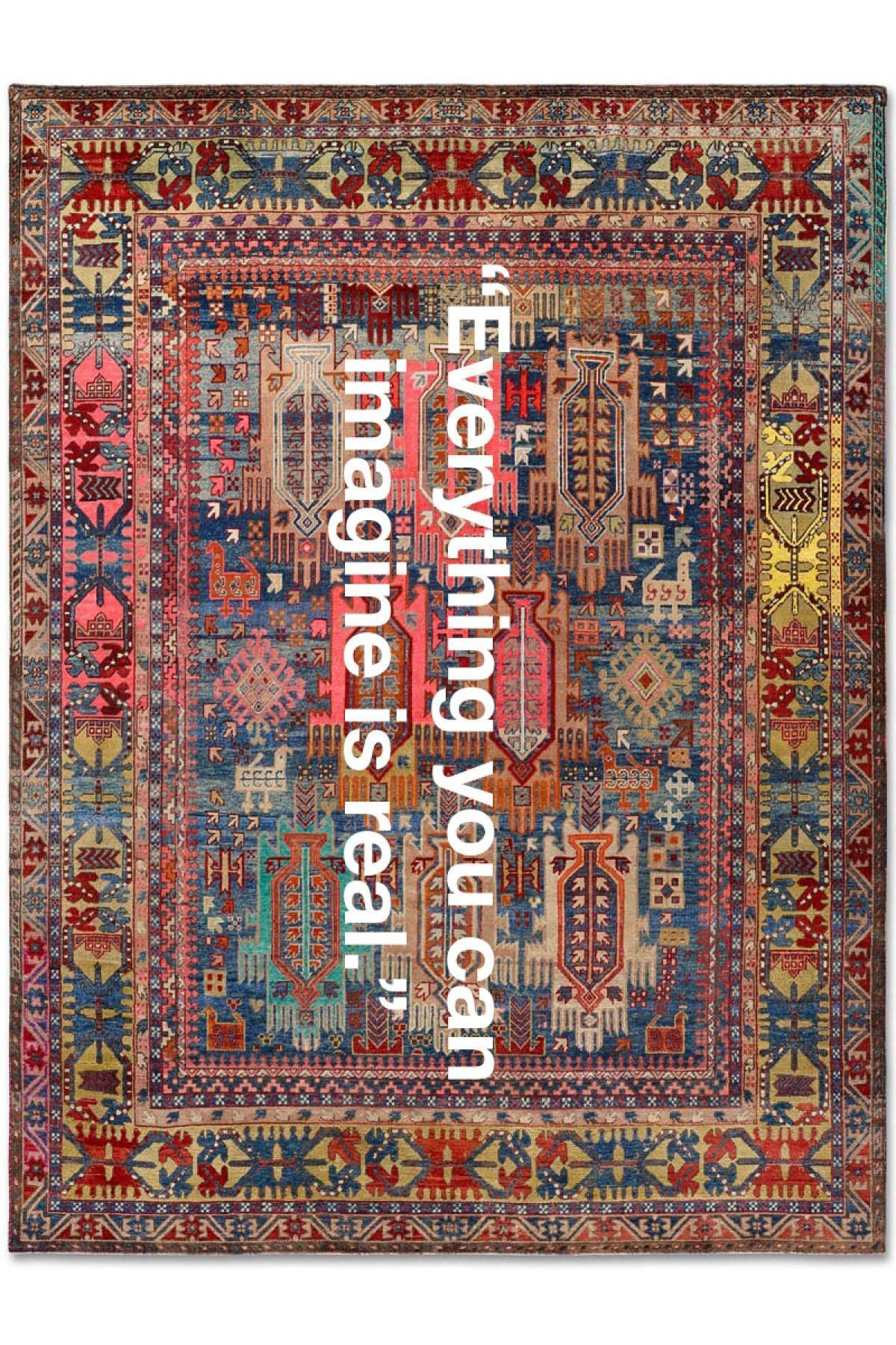 Dakota Fields Vintage 'Everything' Text Multicolor Woven Base Rug | Wayfair