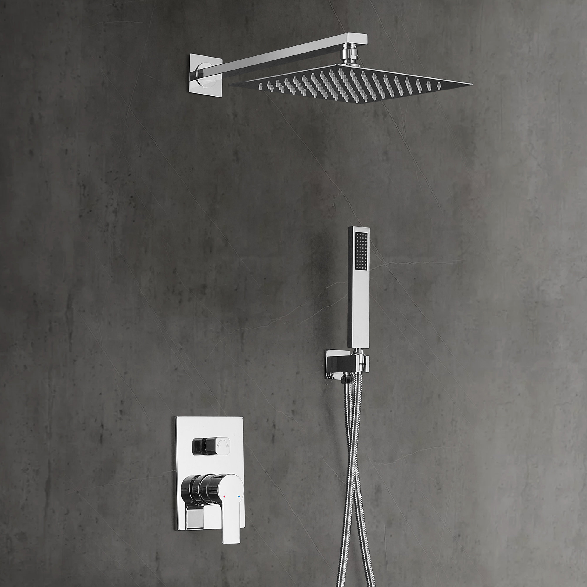 Designer Collection Wall Mounted Complete Shower System with Anti-Scald ...