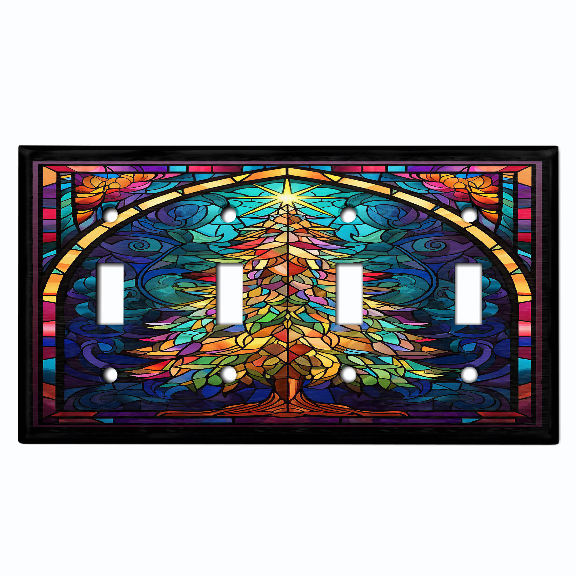 WorldAcc Christmas Festive Tree Lights 4 - Gang Toggle Light Switch ...