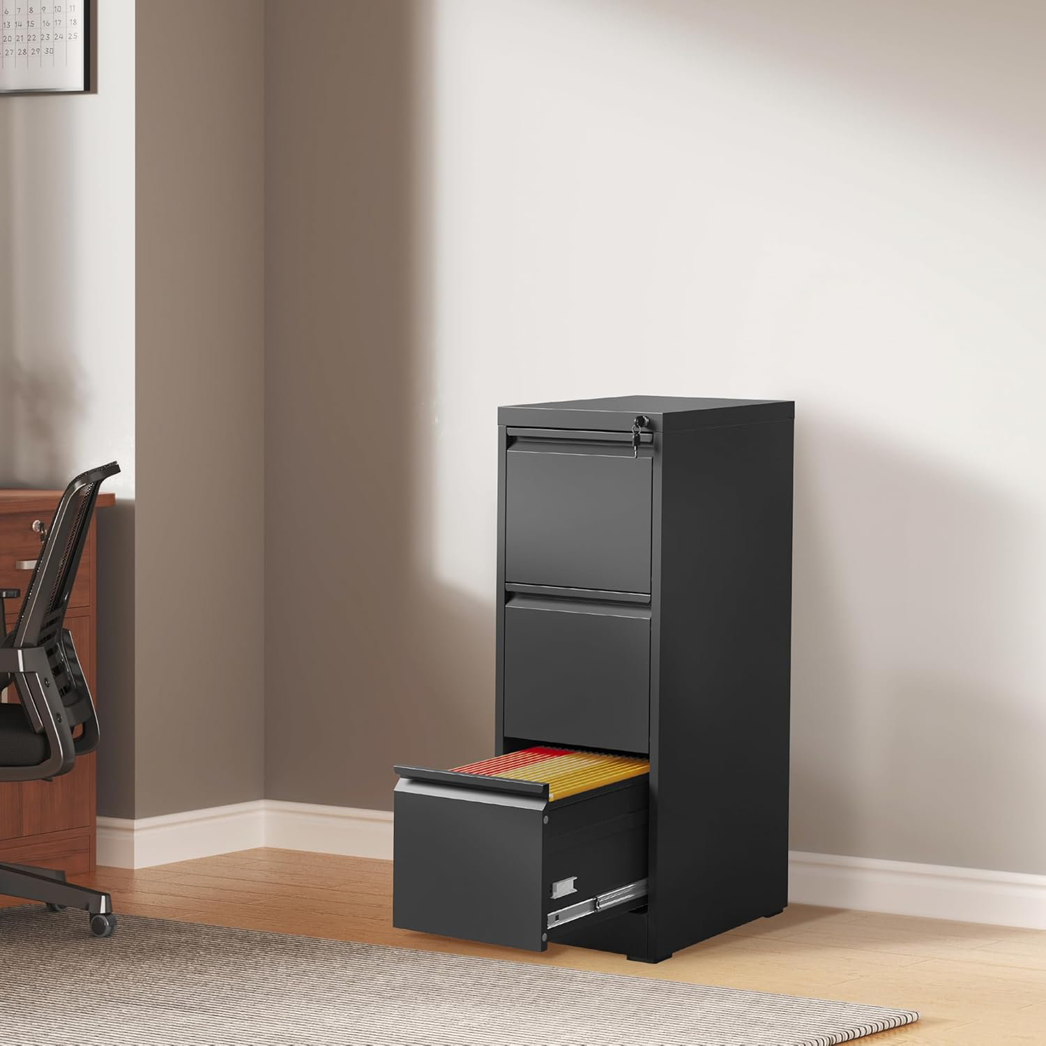 Inbox Zero 3 Drawer Vertical File Cabinet With Lock File Cabinet | Wayfair