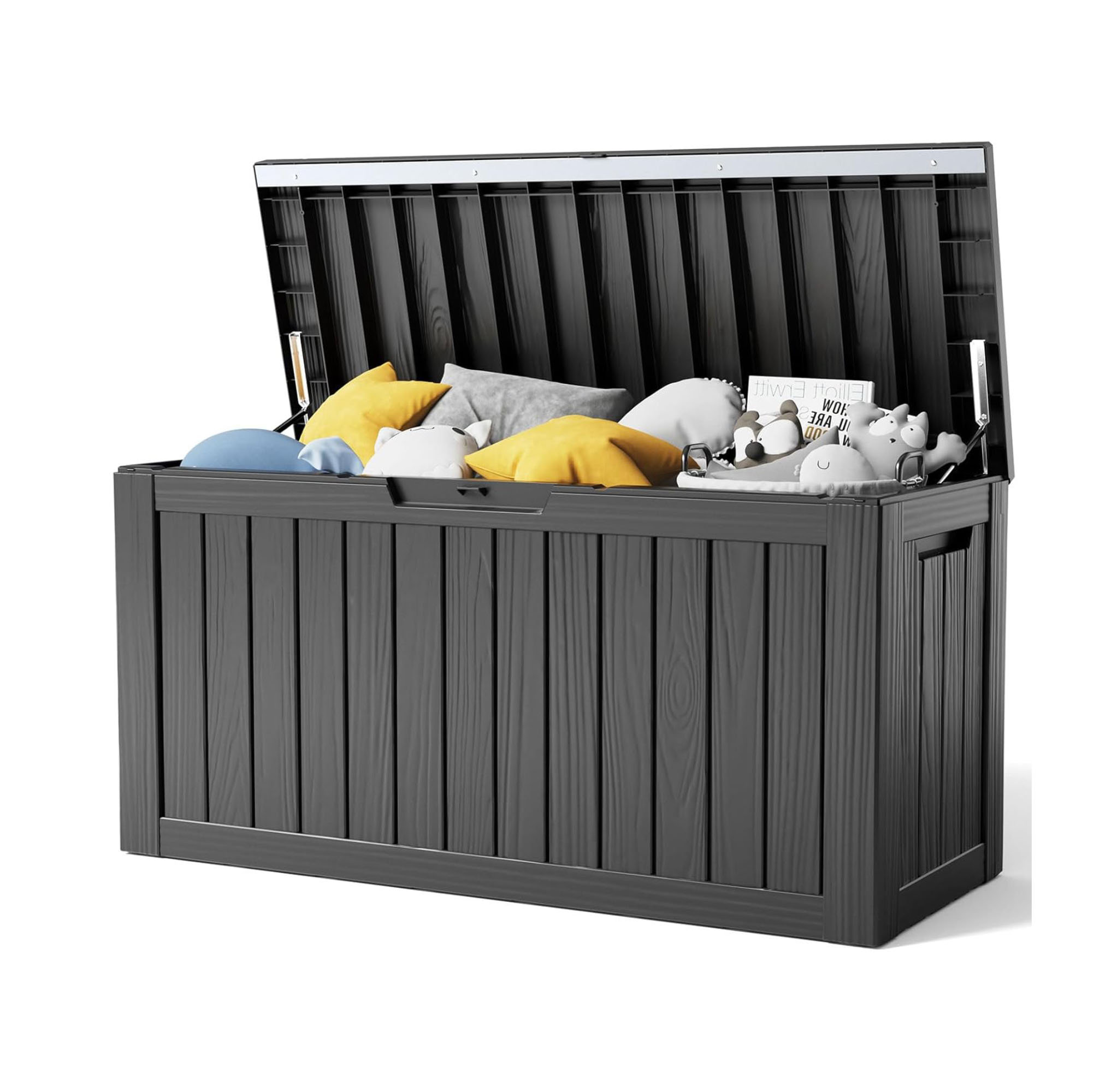 Beniar 80 Gallon Resin Deck Box, Lockable Patio Outdoor Storage Box ...