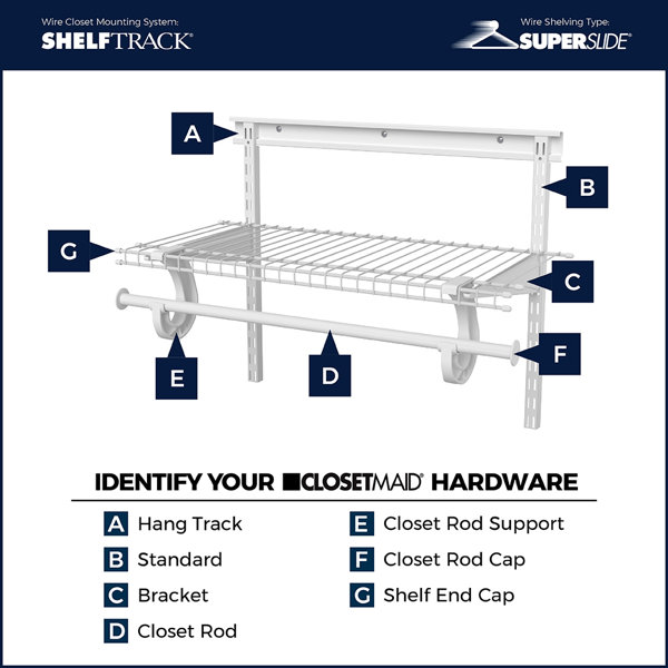 ClosetMaid ShelfTrack SuperSlide Wire Shelf (2 Pieces) and ShelfTrack ...