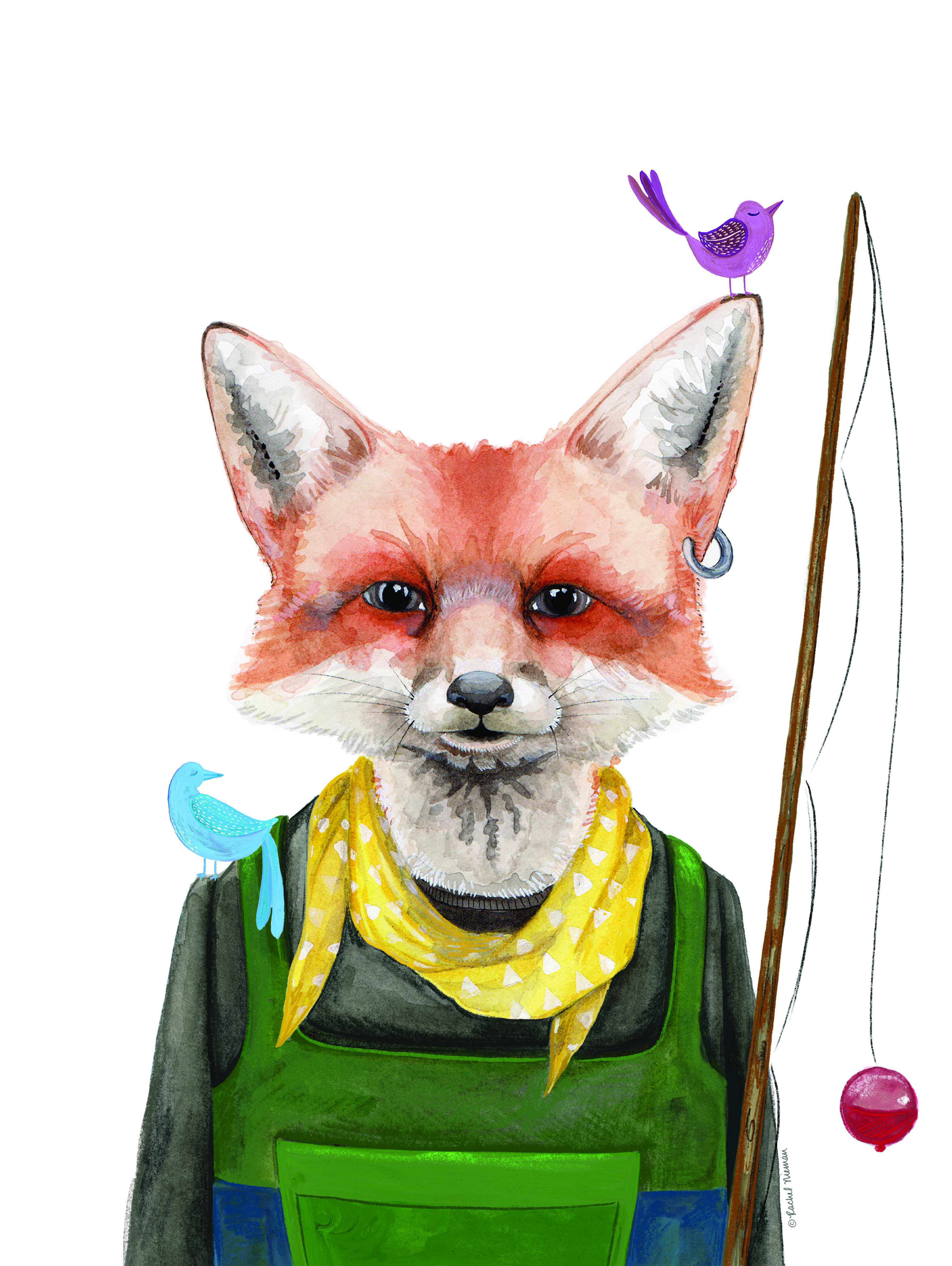 Trinx Fishing Fox - Wrapped Canvas Graphic Art | Wayfair