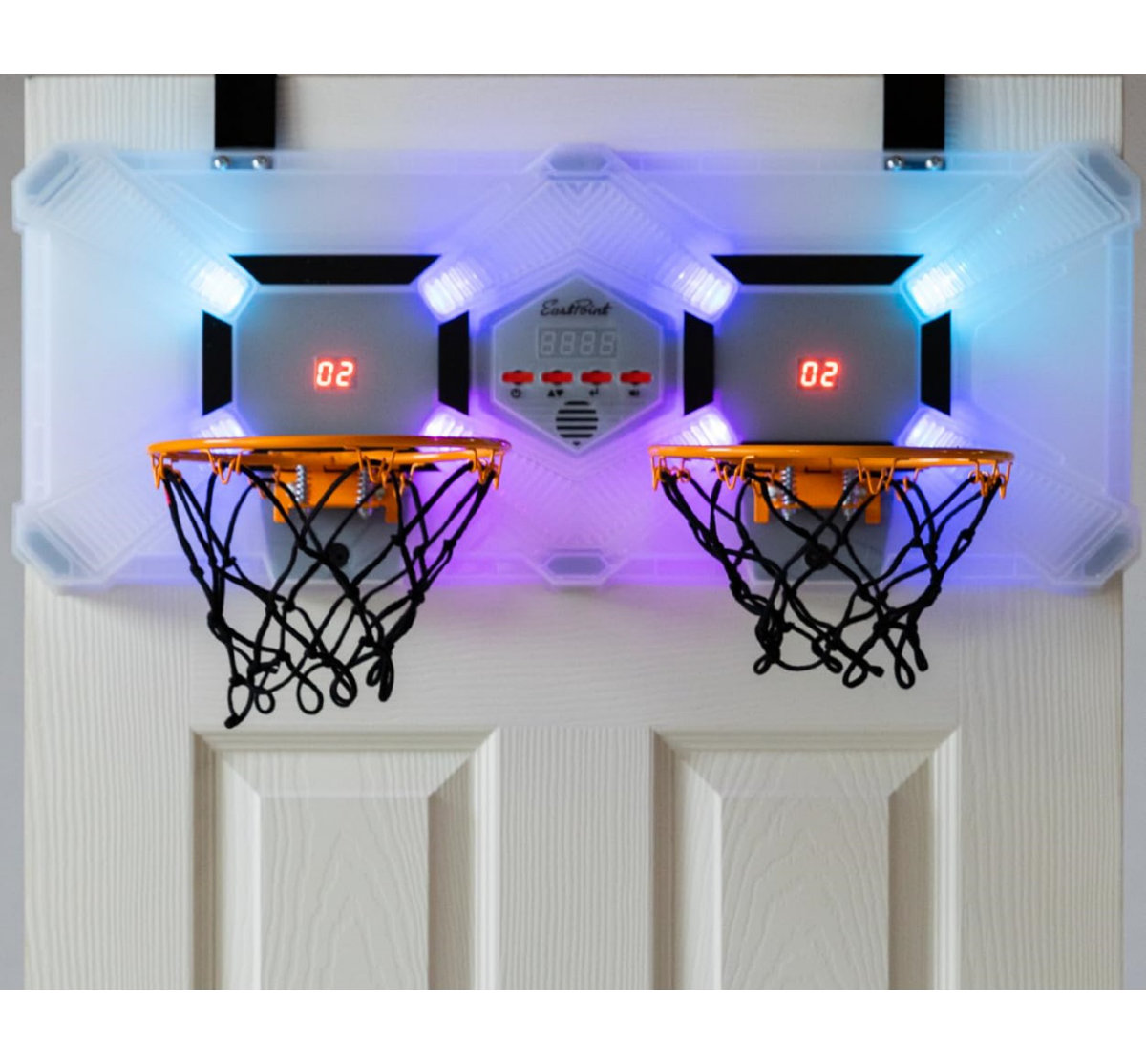 JETEHO Over The Door Basketball Hoop With LED Light, Basketball And ...