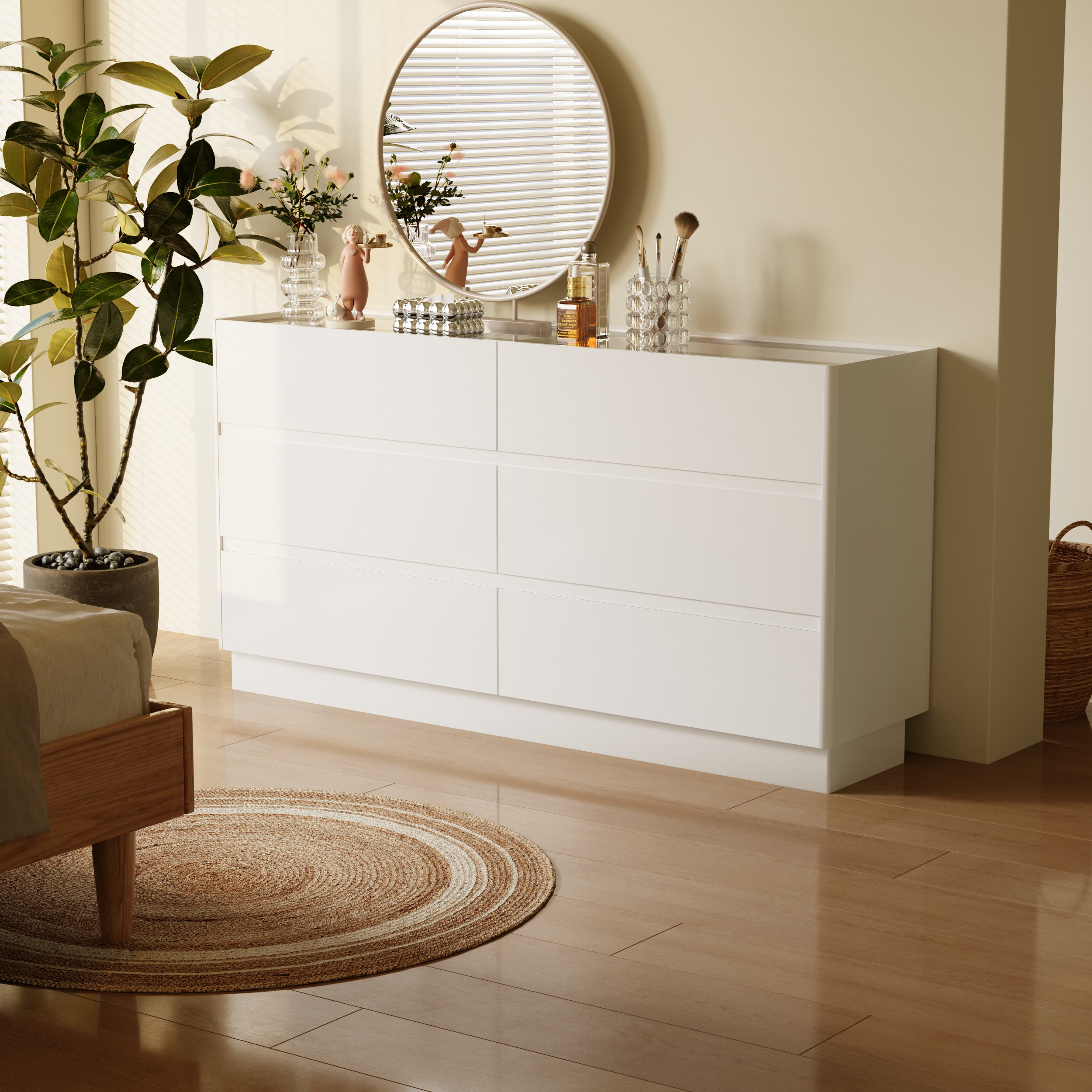 Wrought Studio Commode 6 tiroirs pour chambre à coucher avec plateau en ...