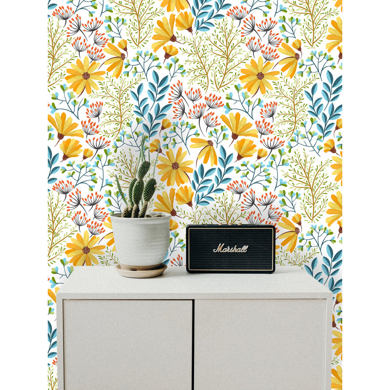 August Grove® Malick Peel & Stick Floral Roll | Wayfair