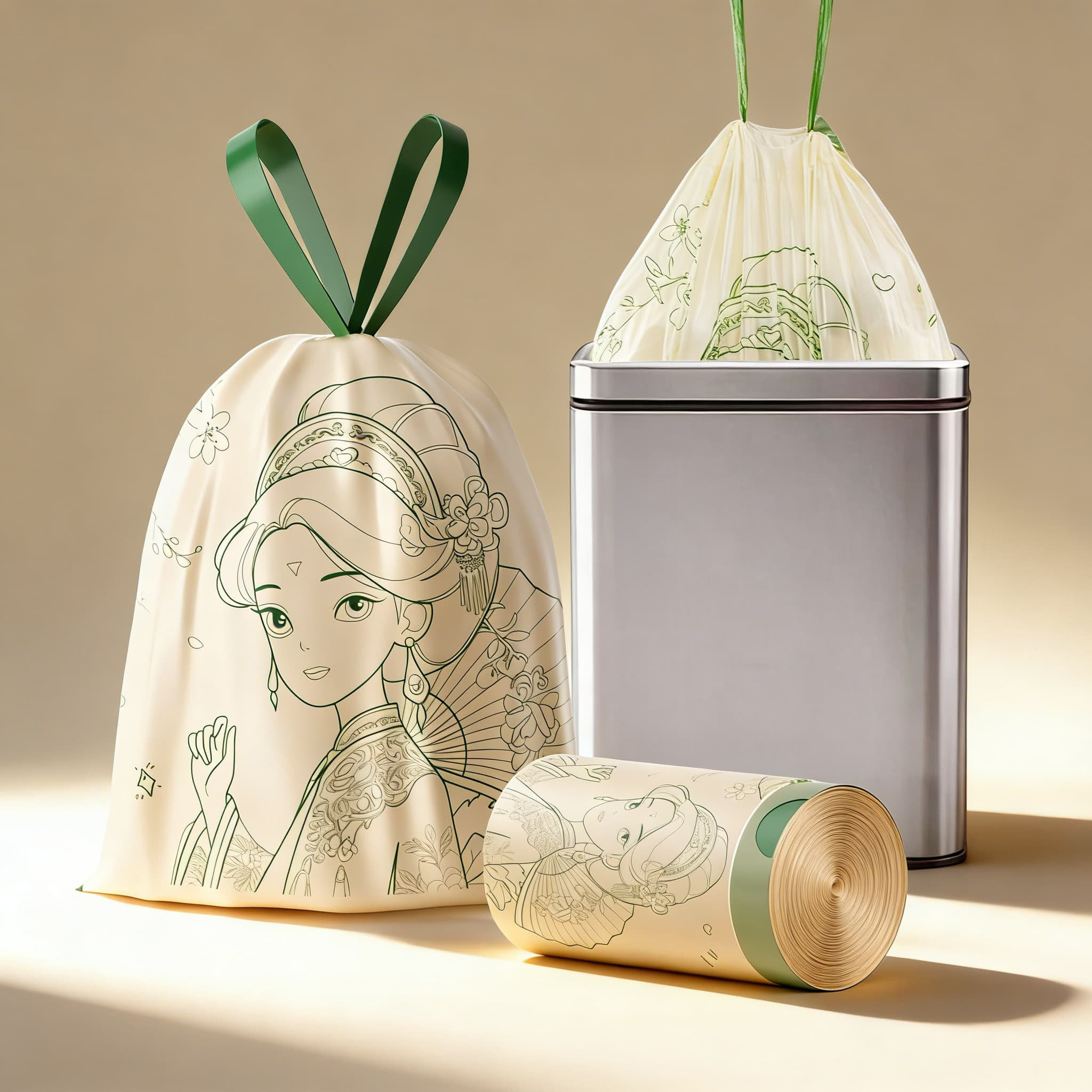 Babiru Heavy-Duty 13 Gallon Drawstring Trash Bags With Decorative ...