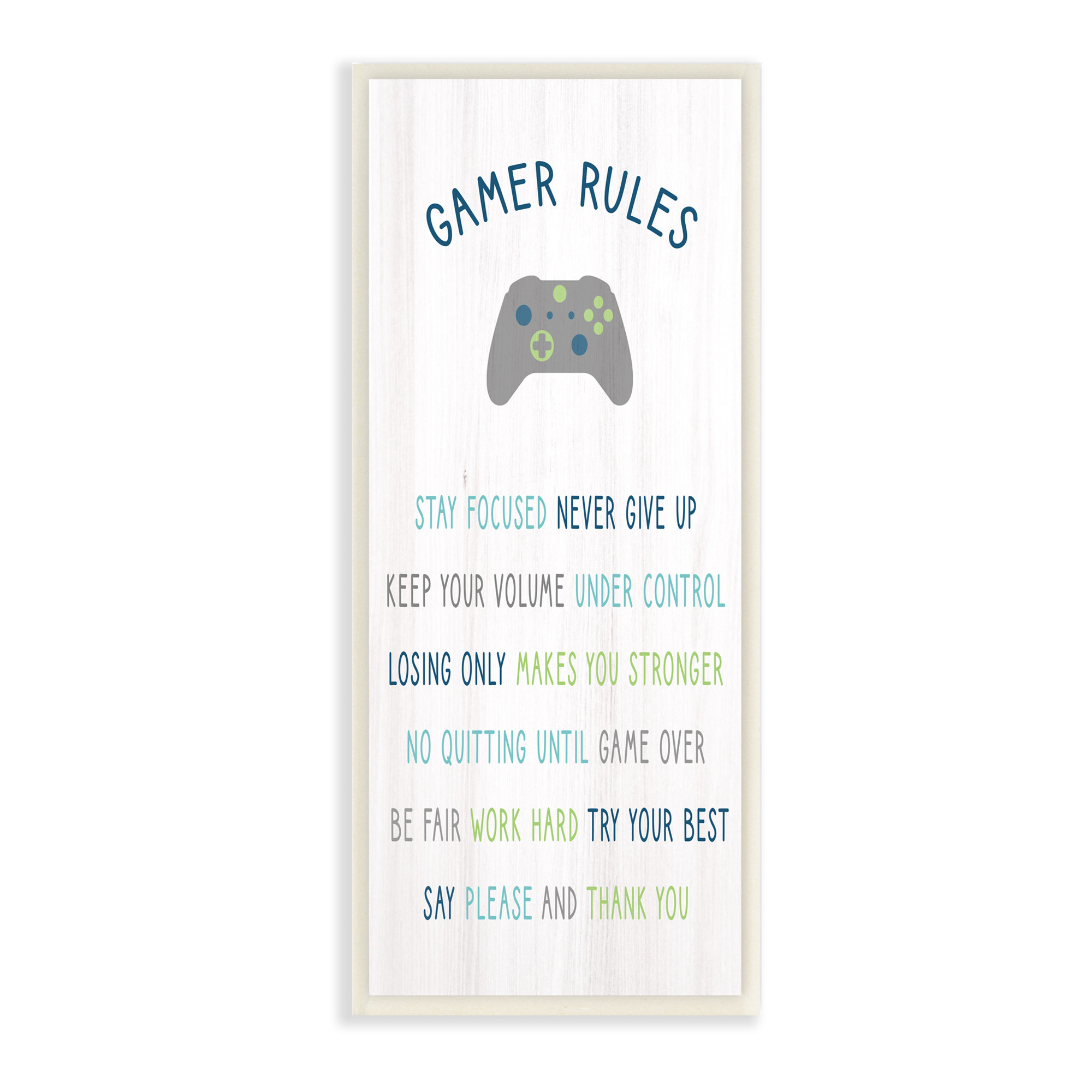 Stupell Industries Gamer Rules Listed Kids Video Game Motivational ...