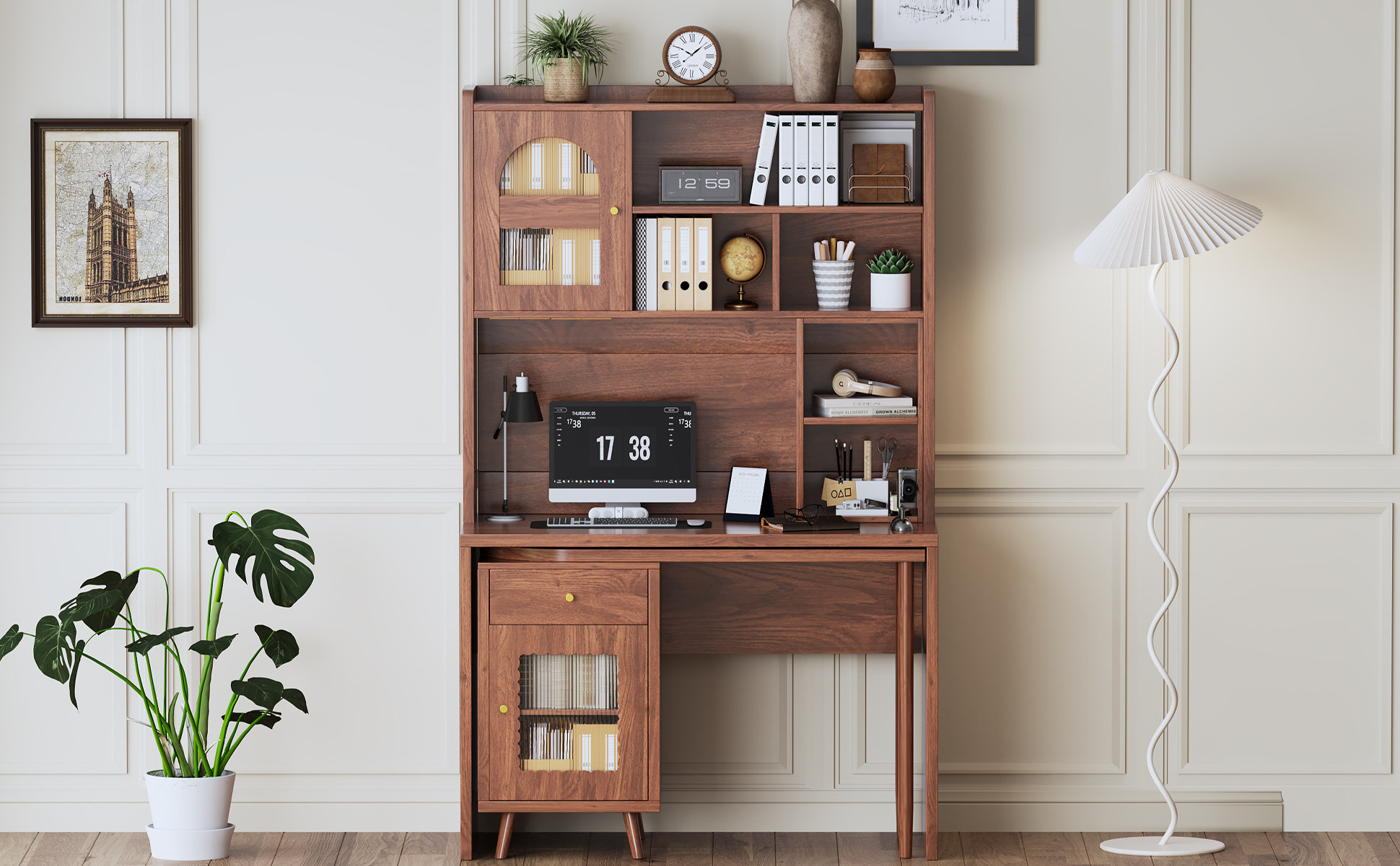 Red Barrel Studio® Thane Computer Desk with Swivel Top, Drawer ...