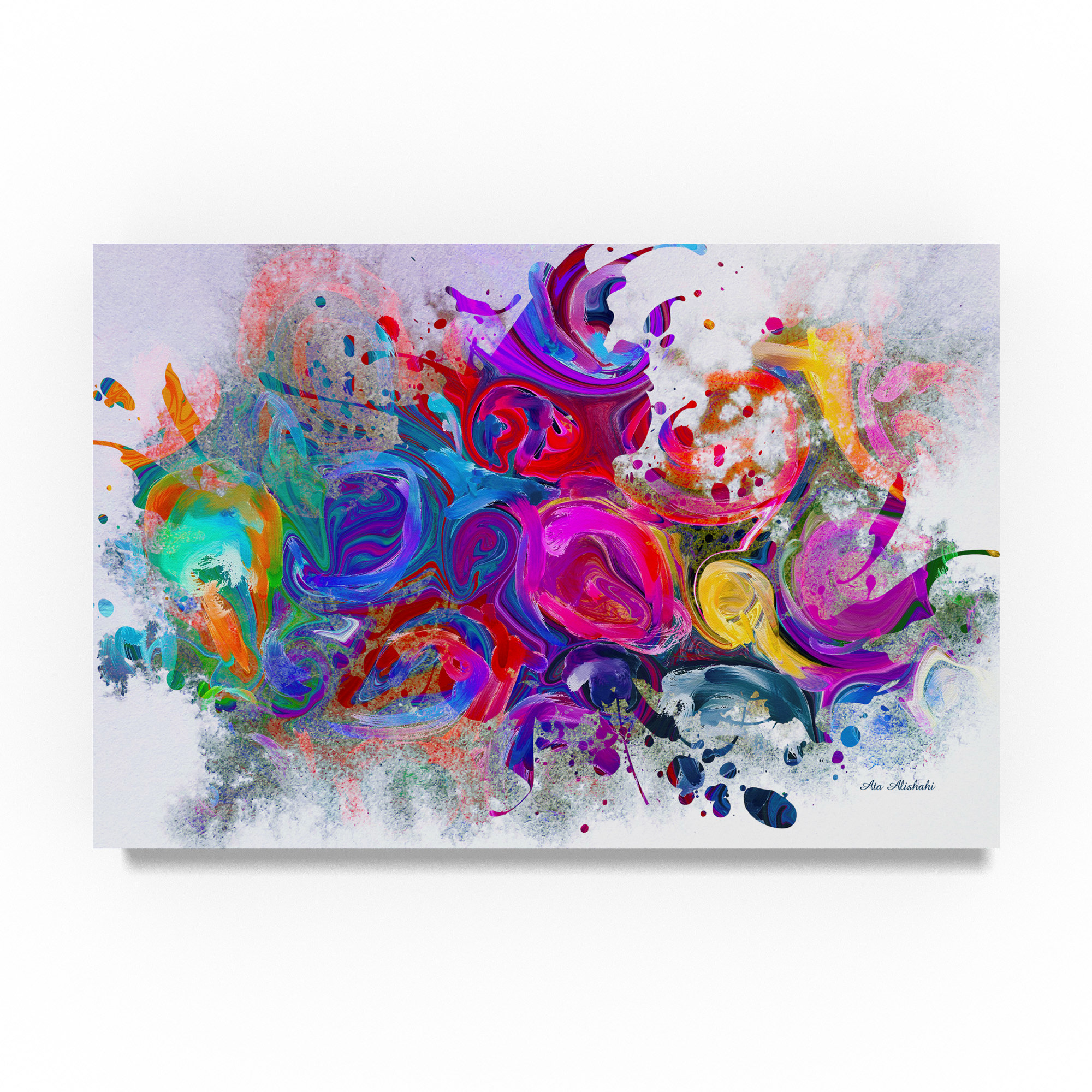 Ebern Designs Dark Color Explosion' Oil Painting Print on Wrapped ...