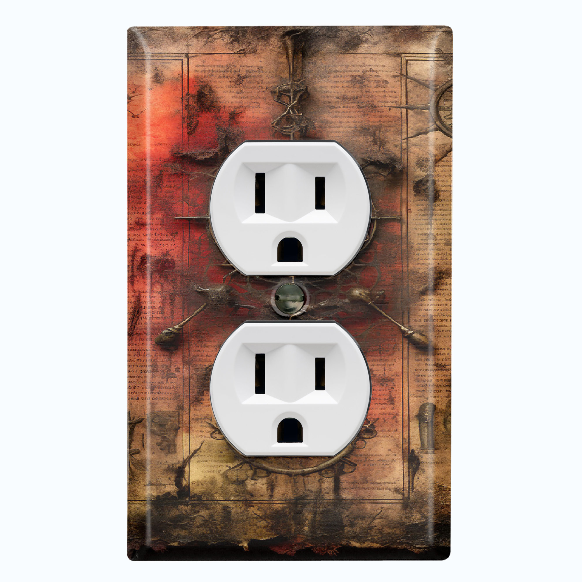 WorldAcc Metal Light Switch Plate Outlet Cover (Skull Map Voyage Biege ...