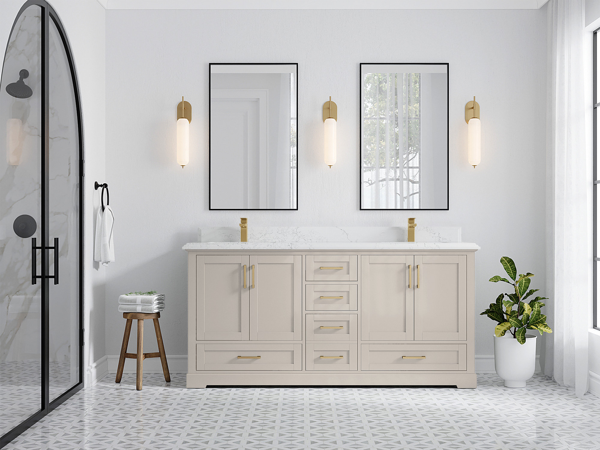 Willow Collections Boston 72 In. W X 22 In. D Double Sink Bathroom ...