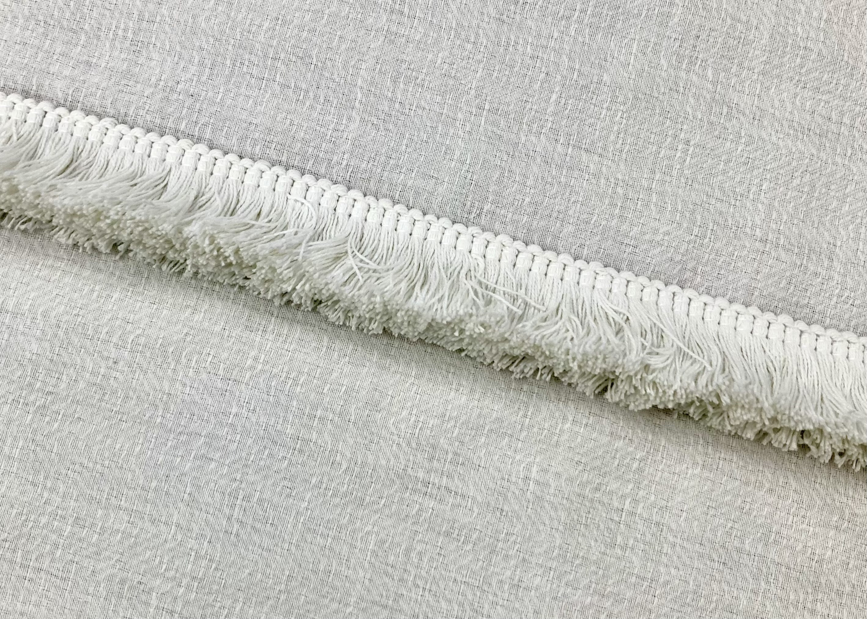 Rose Lace And Braid White 100% Linen Brush Fringe Trim Double Thickness ...